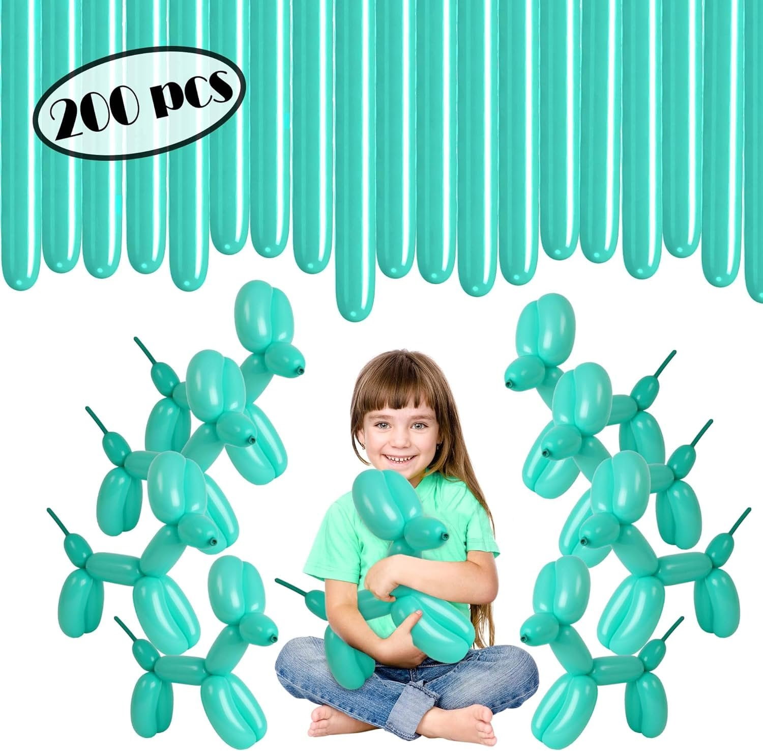 Turquoise Twisting Balloons - Long Balloons - 200 Pack - Walmart.com
