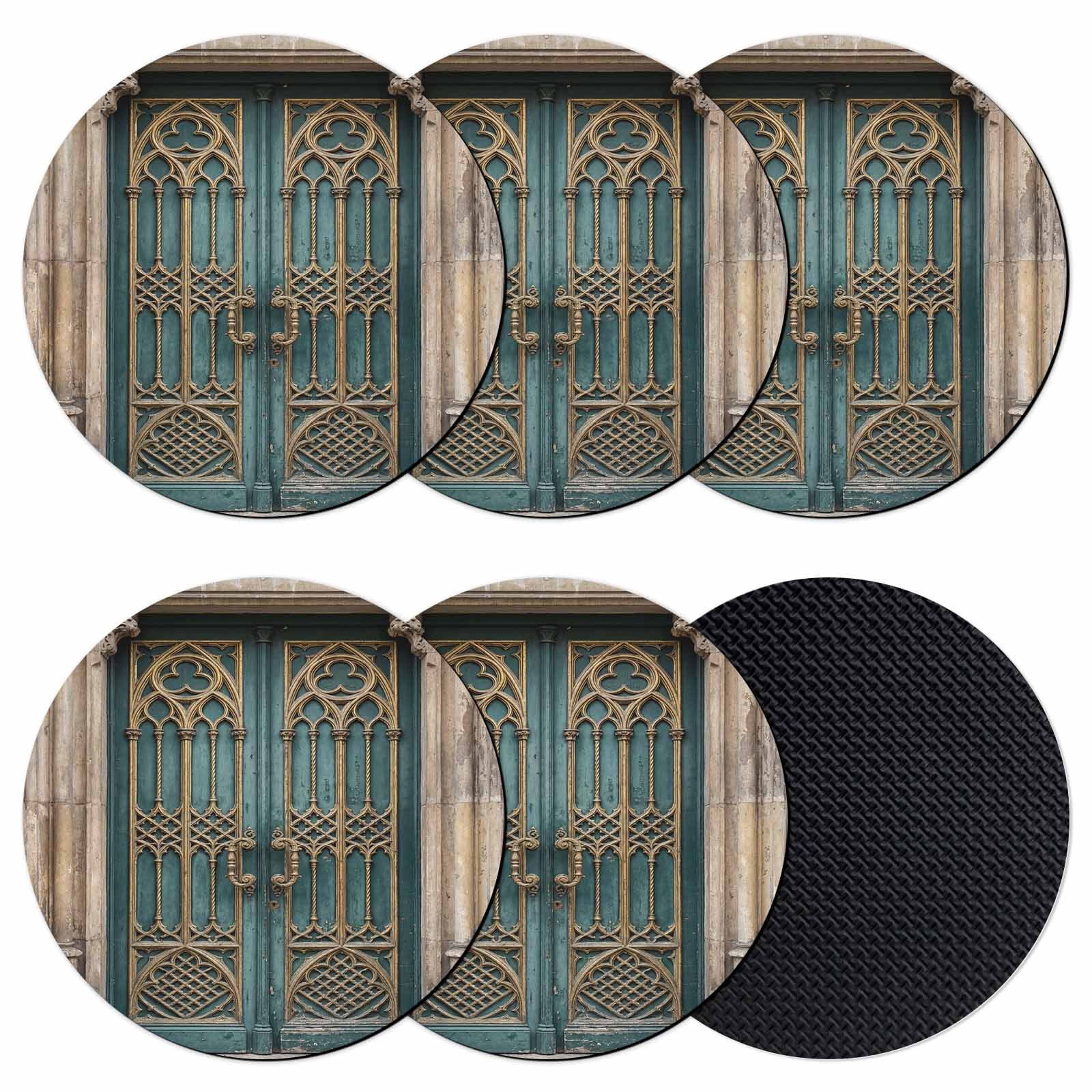 Turquoise Vintage Door Coasters Set of 6, Absorbent Coasters for Drinks ...