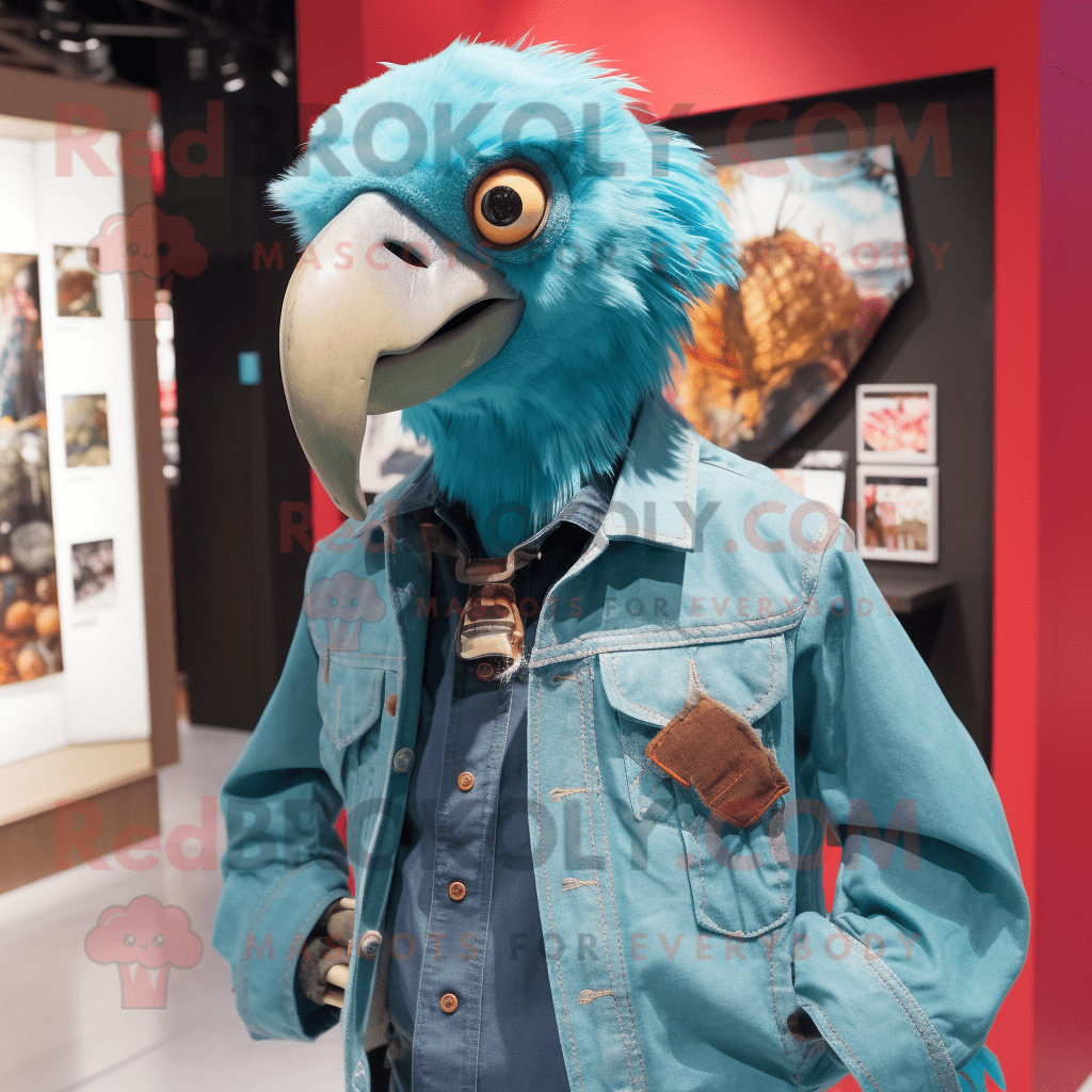 Turquoise Vulture REDBROKOLY mascot costume character dressed with a ...