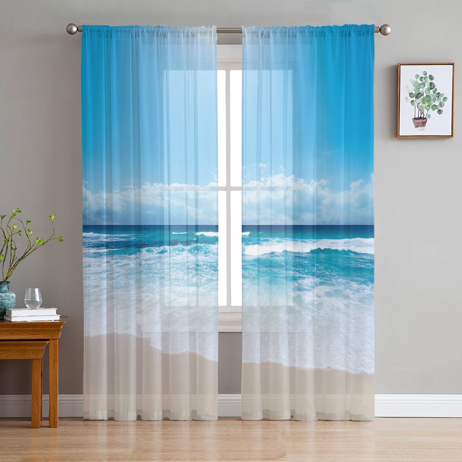 Turquoise Water Wave on Ocean Surface Window Curtains for Living Room ...