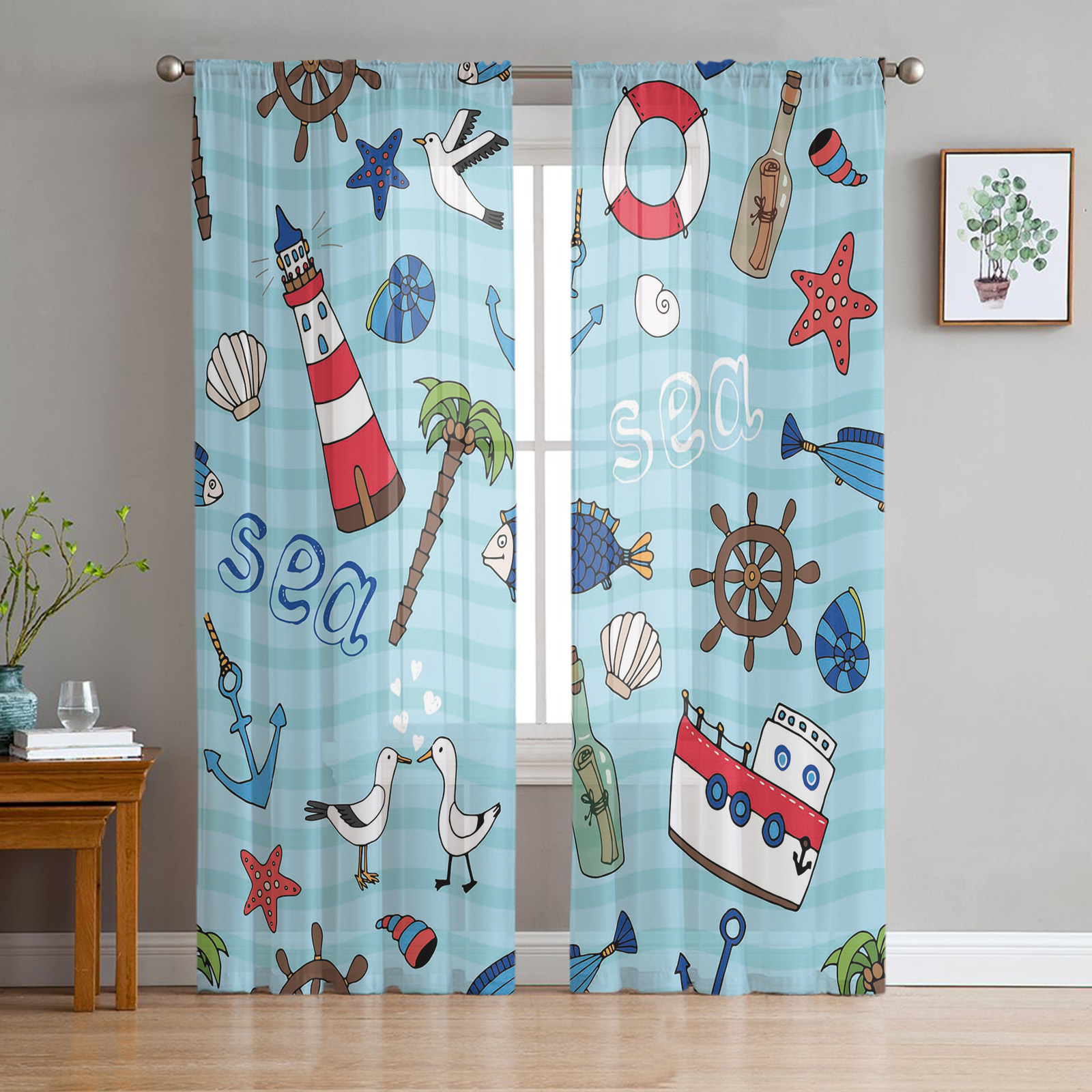 Turquoise Water Wave on Ocean Surface Window Curtains for Living Room ...