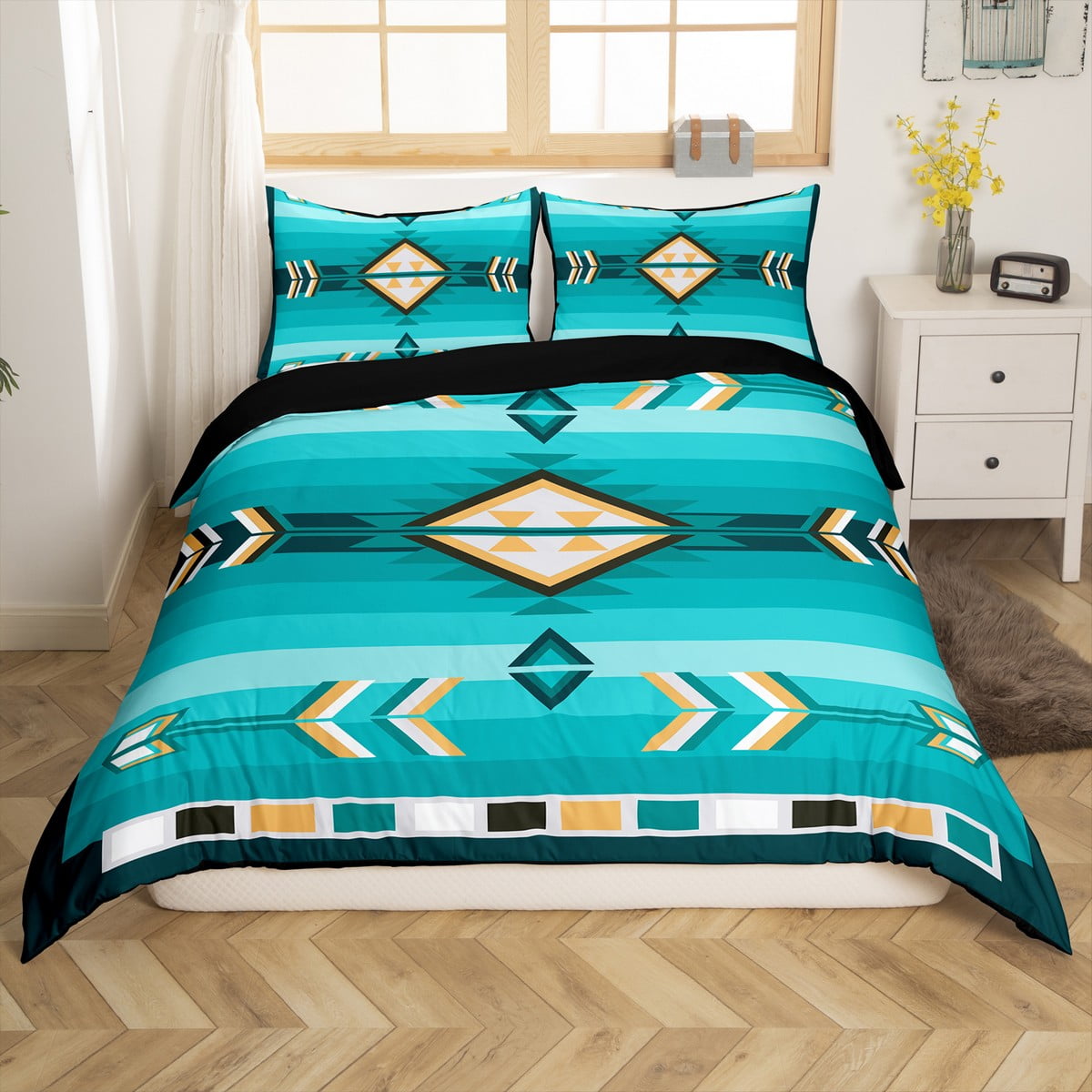 Turquoise Western Comforter Cover Teal Southwestern Aztec Country ...