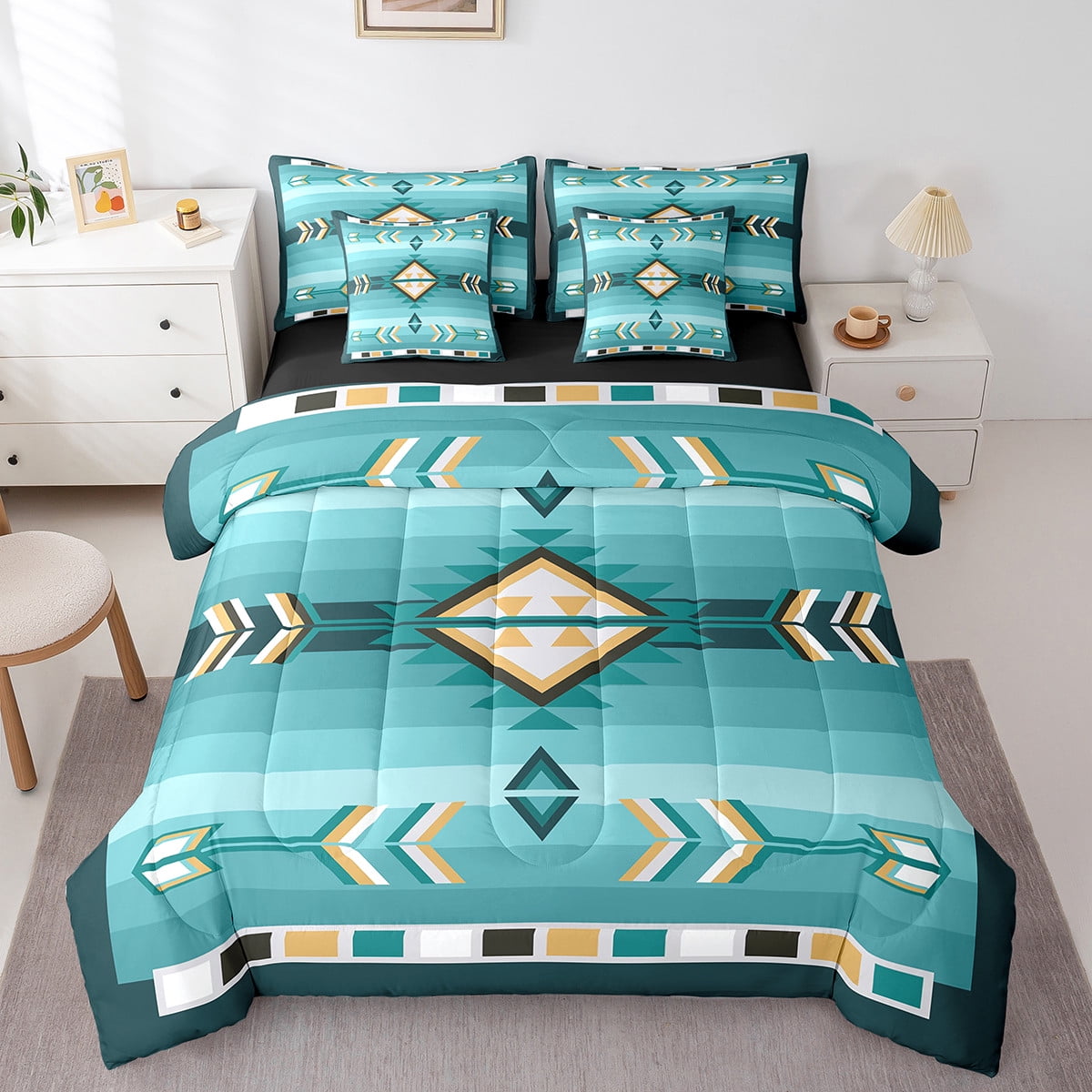 Turquoise Western King Comforter Set With Sheets 7 Piece Teal ...