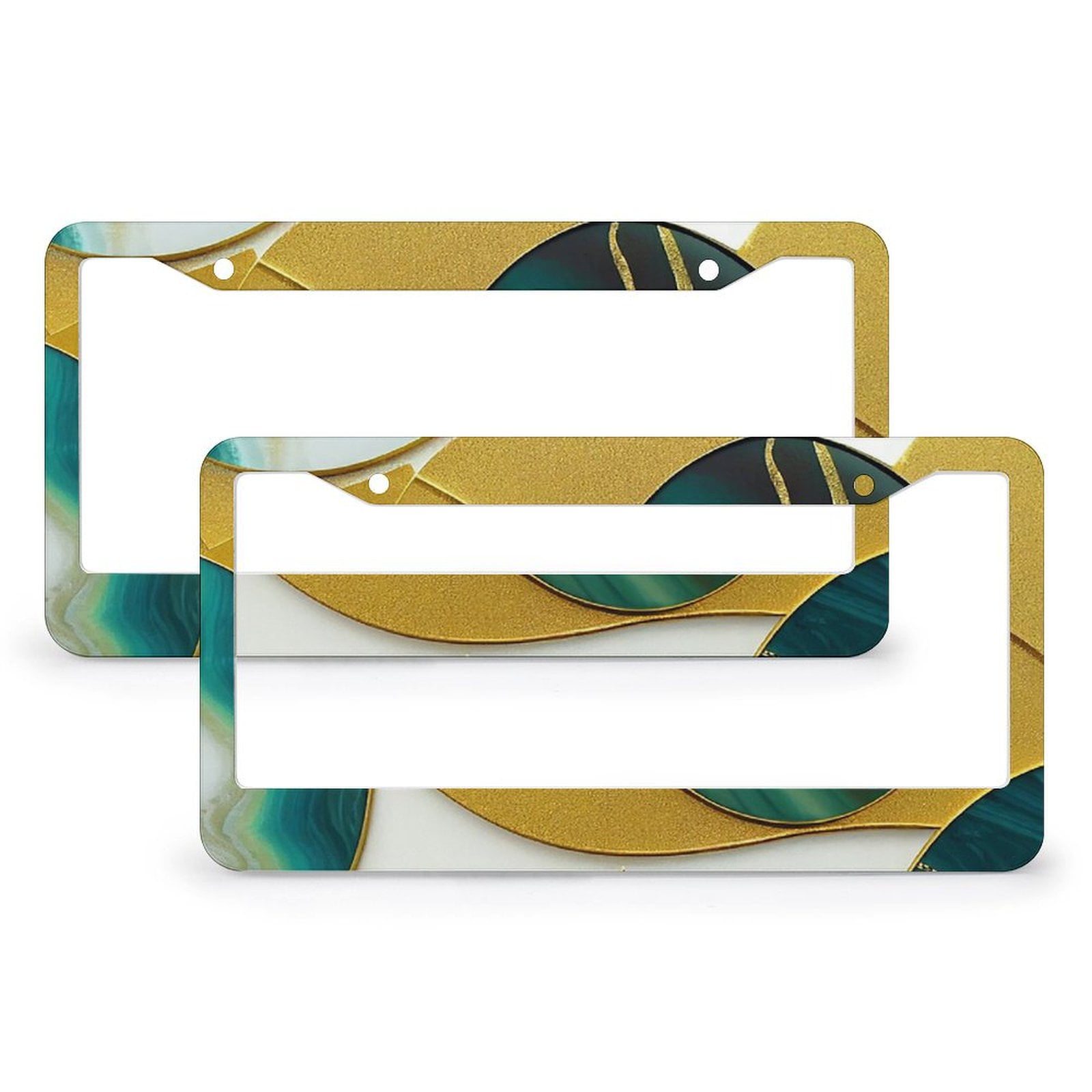 Turquoise White And Gold Marble License Plate Frame - 2 Pack Artistic ...