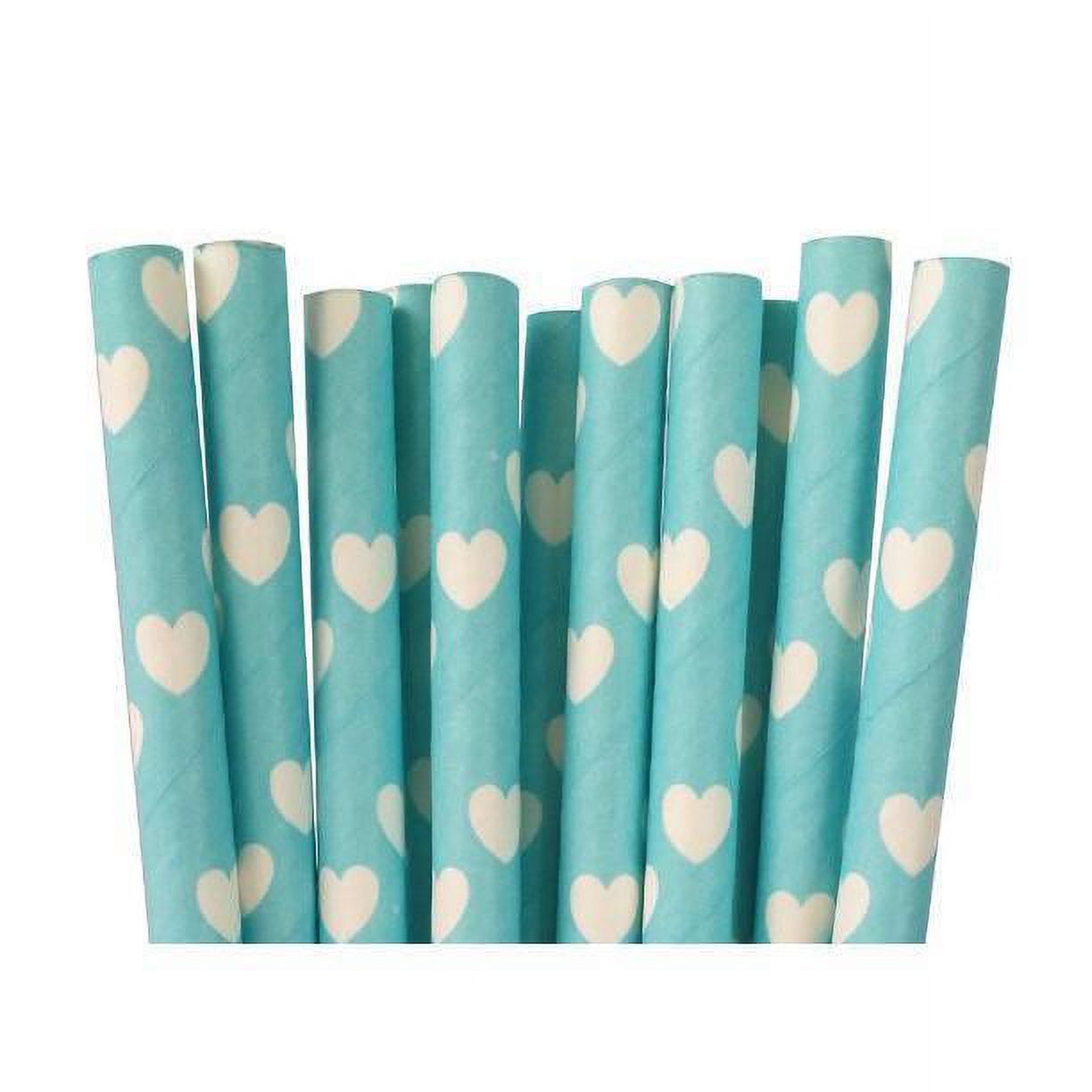Bakell - Turquoise & White Hearts Paper Straws (24 PC) for Cake Pops ...