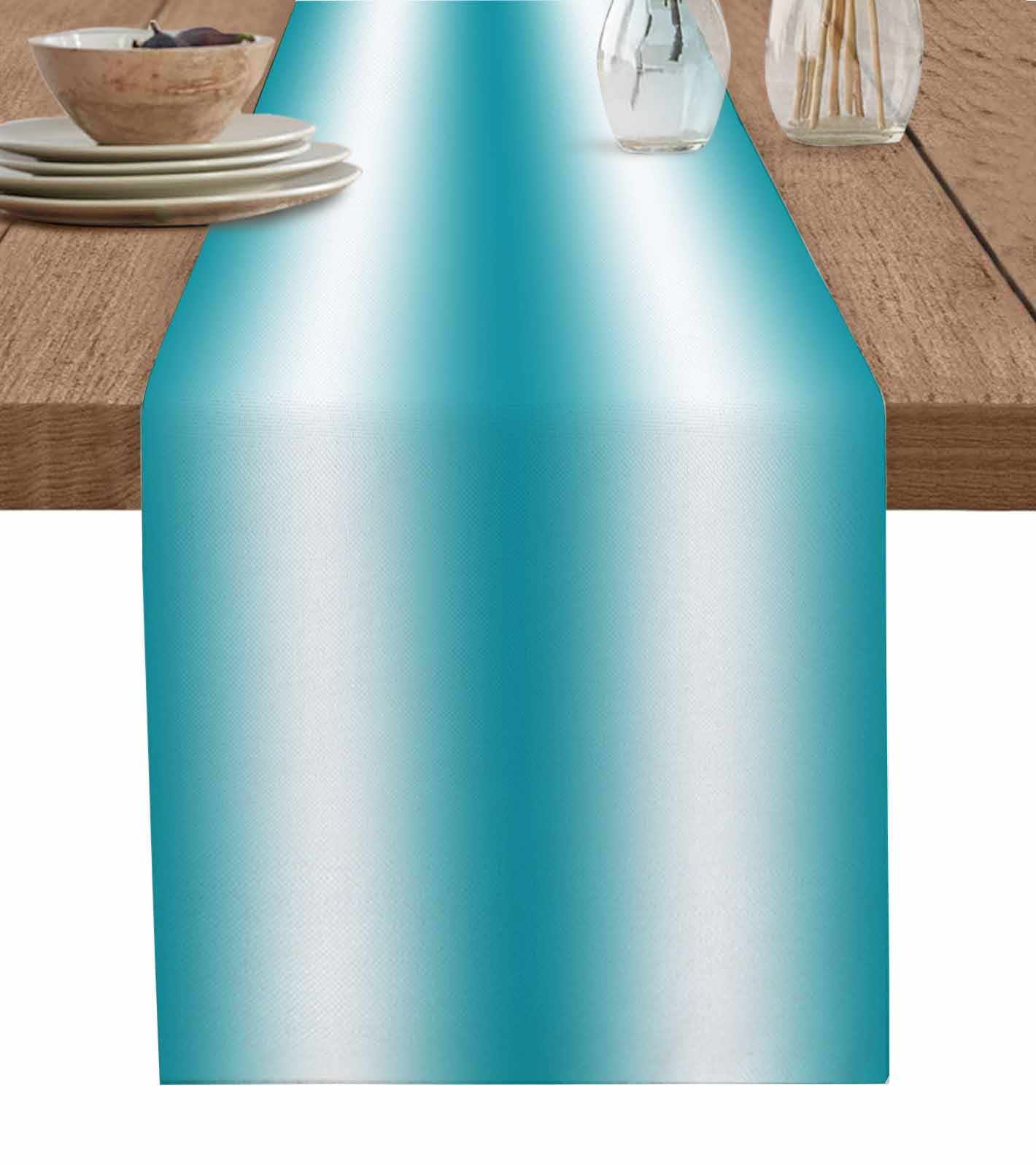 Turquoise White Ombre Burlap Cotton Table Runner 13x48 Inches Long ...