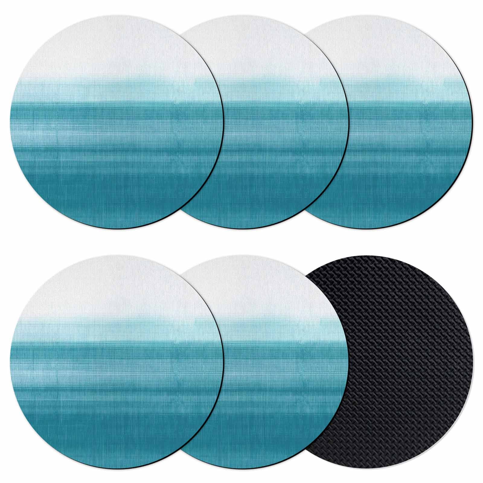 Turquoise White Ombre Coasters Set of 6, Modern Country Abstract ...