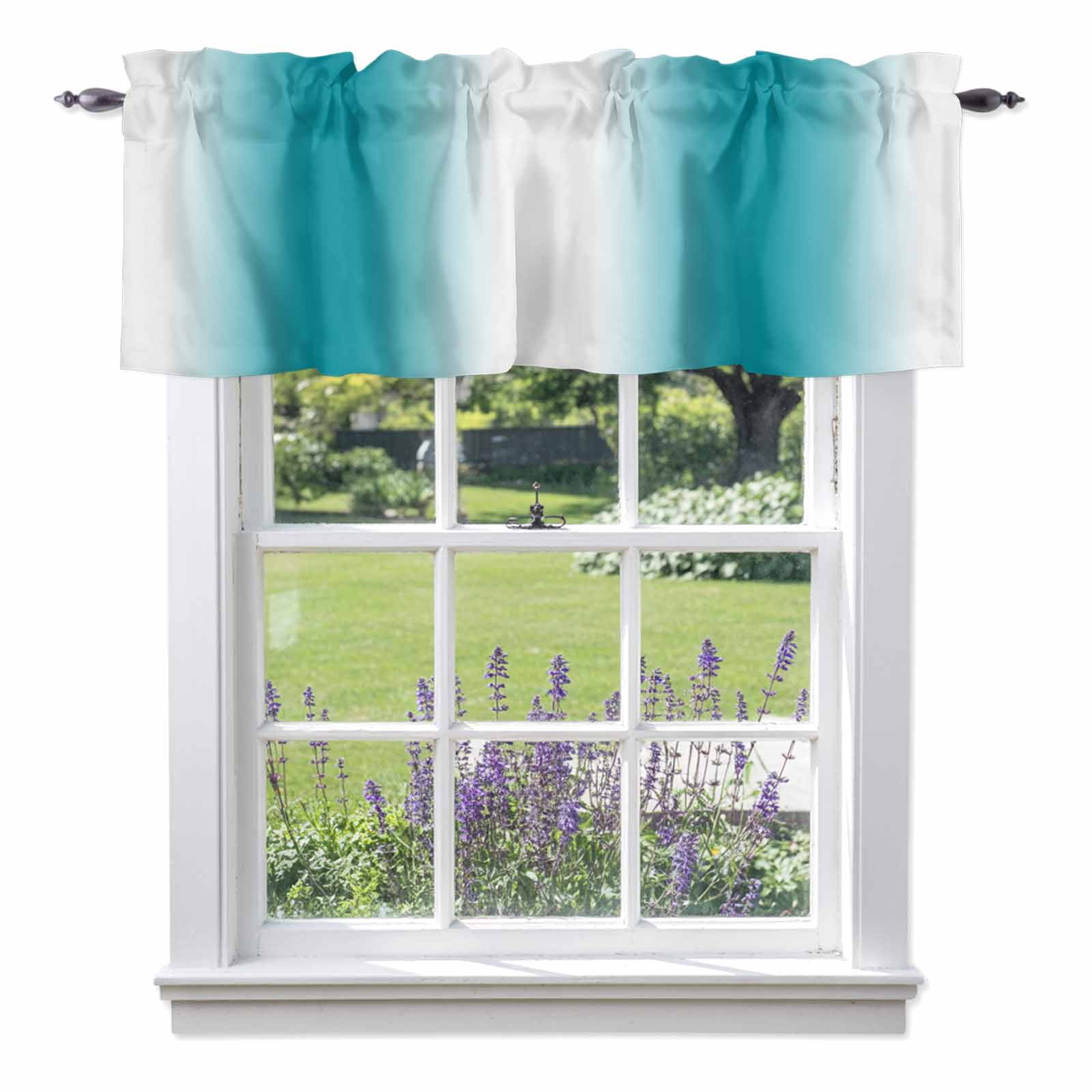 Turquoise White Ombre Valances for Windows, Gradient Color Valance ...