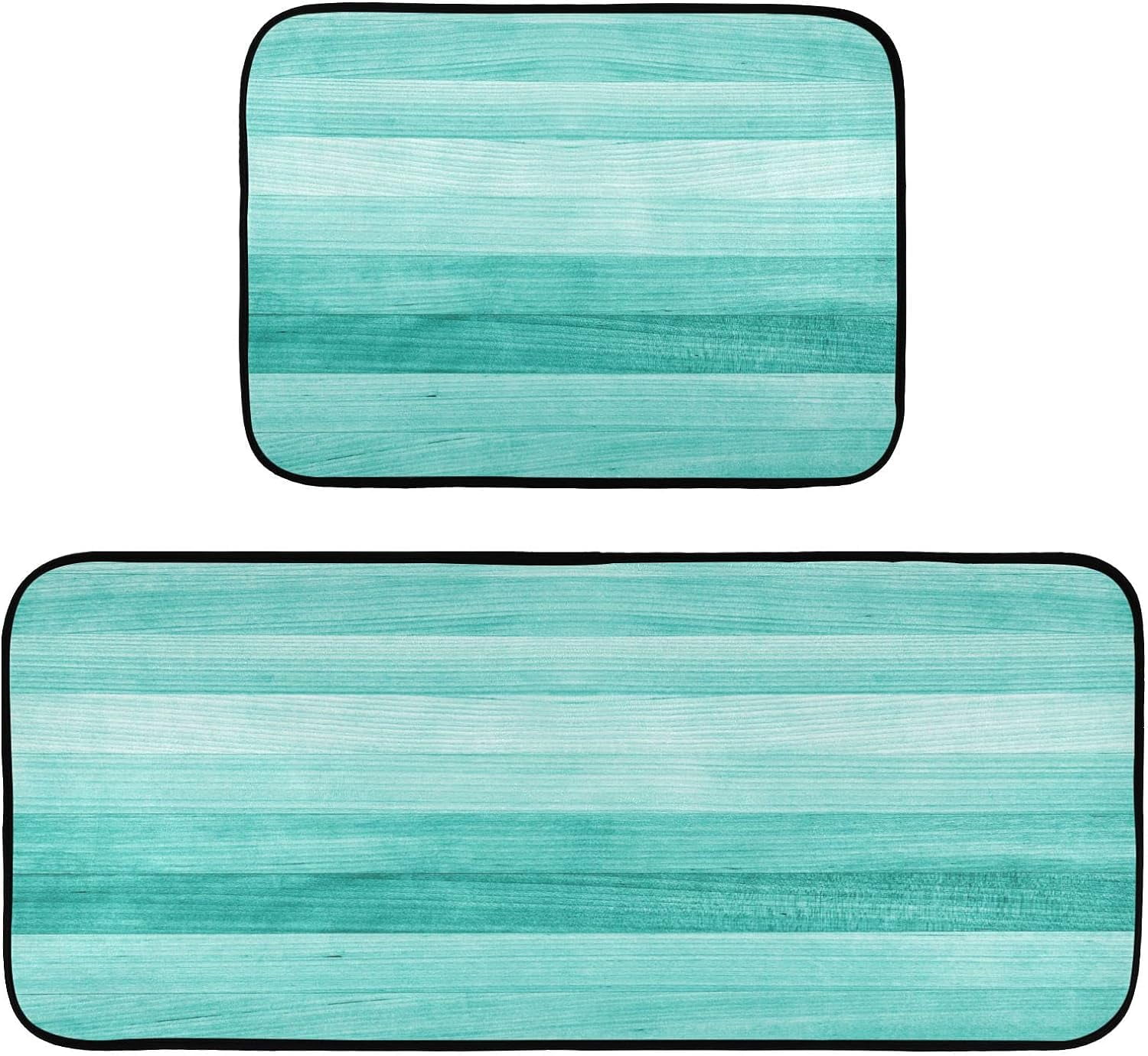 Turquoise Wood Anti Fatigue Mats for Kitchen Floor, Set of 2 Non Skid ...