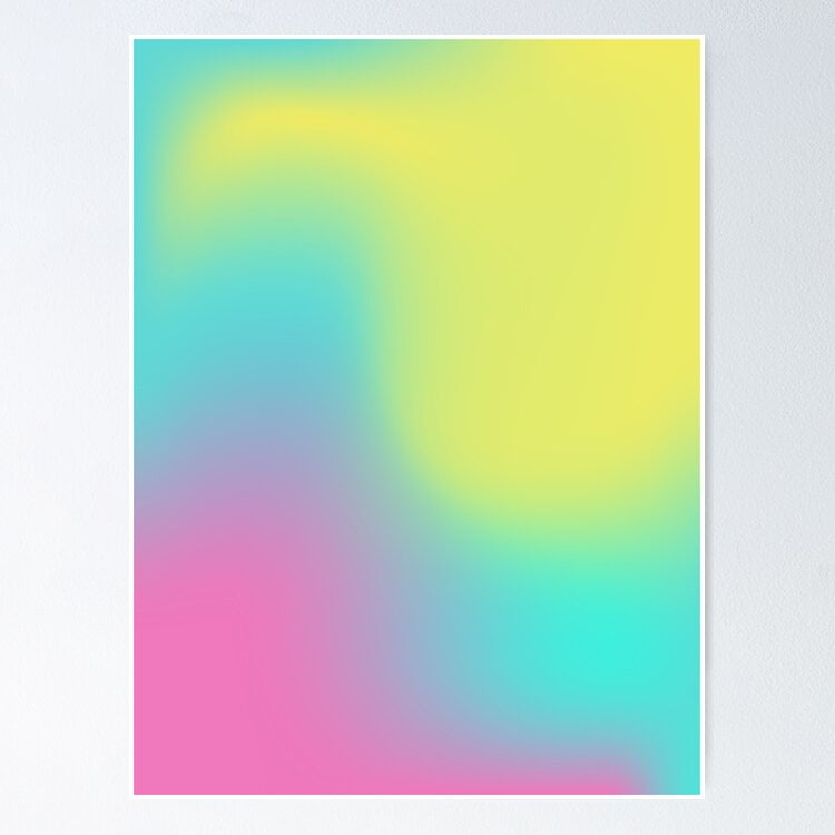Turquoise, Yellow And Pink Gradient Melt Design Poster- Unframed Poster ...