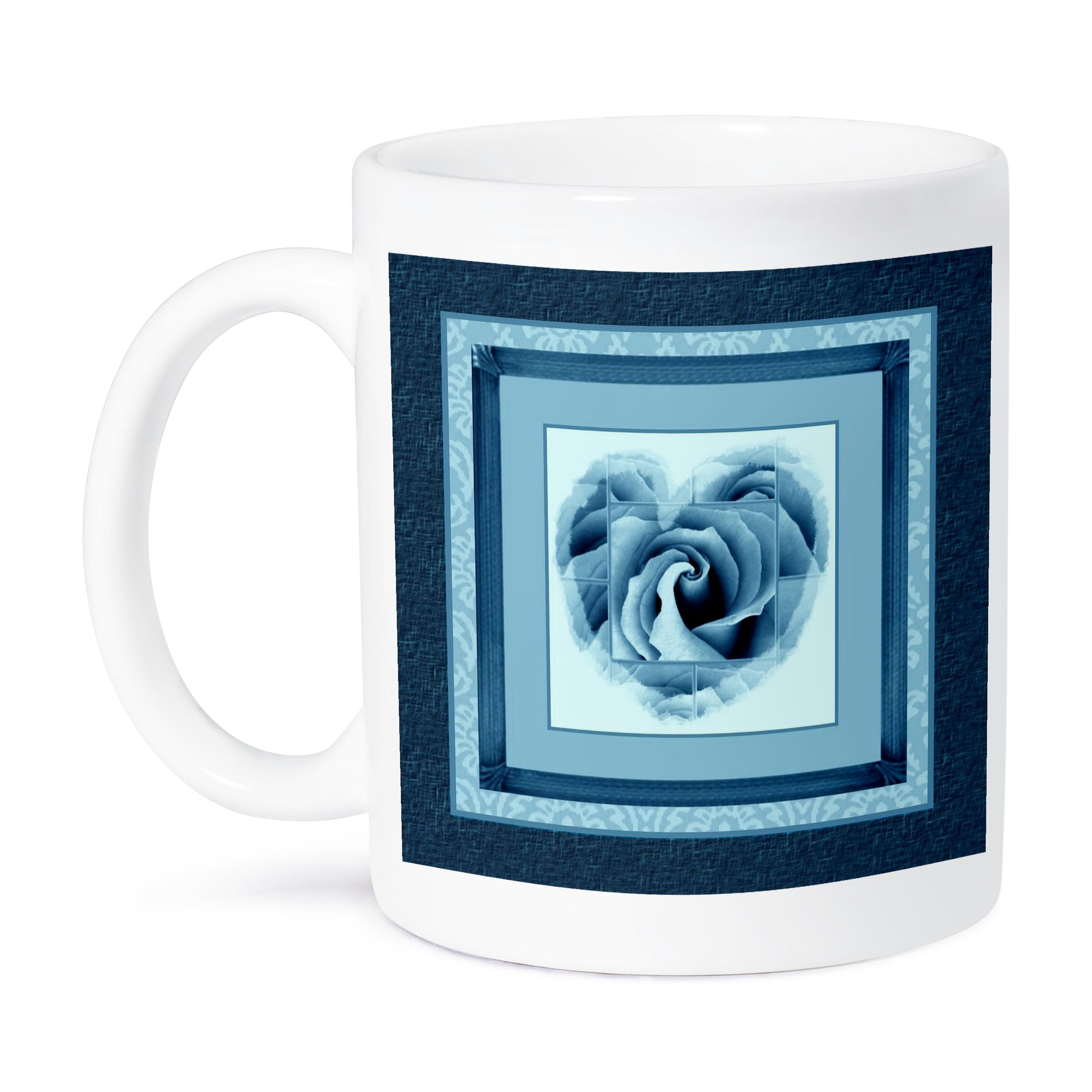 3dRose, Turquoise blue heart rose surrounded by damask and textured ...