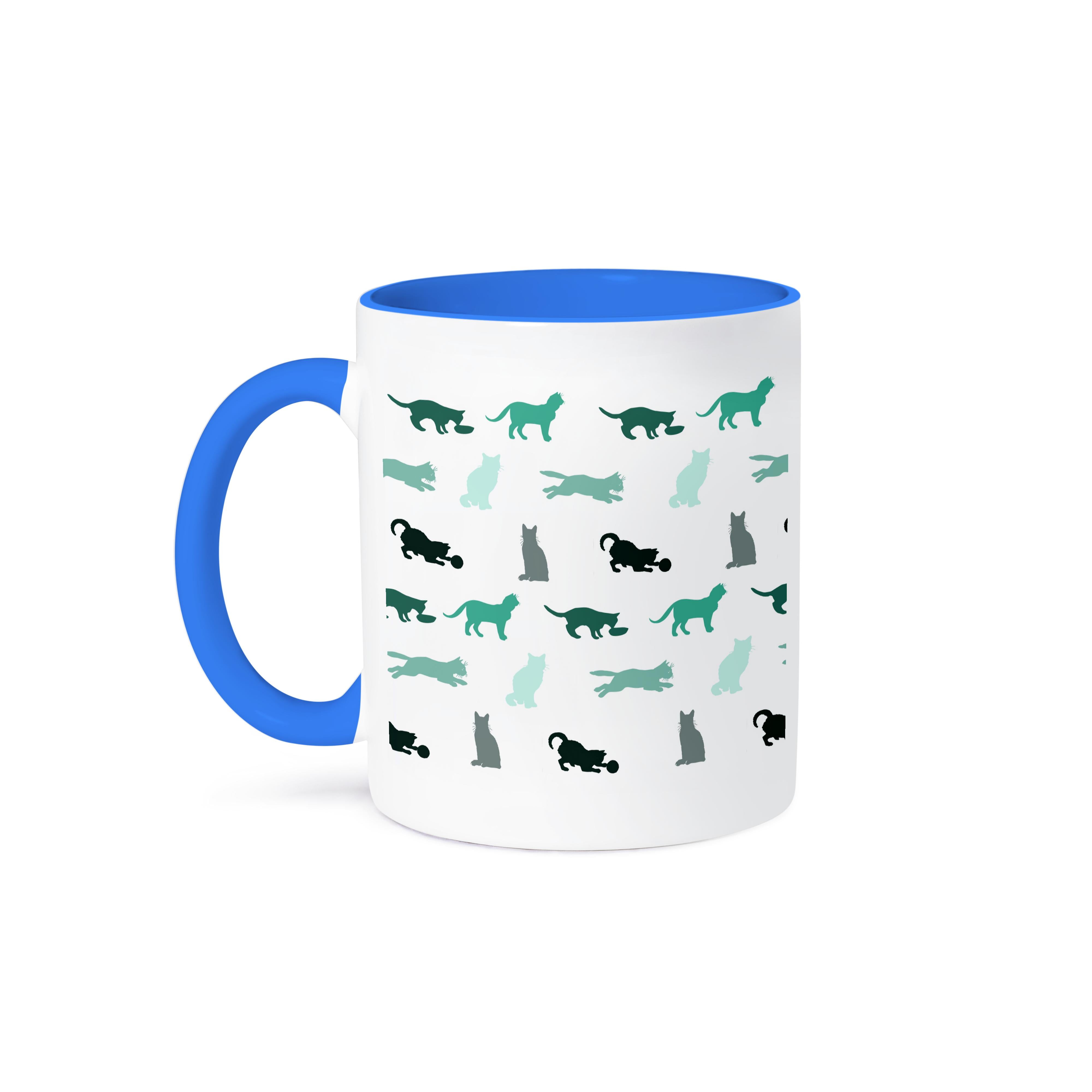 3dRose, Turquoise cat pattern - teal blue green white - cats silhouette ...