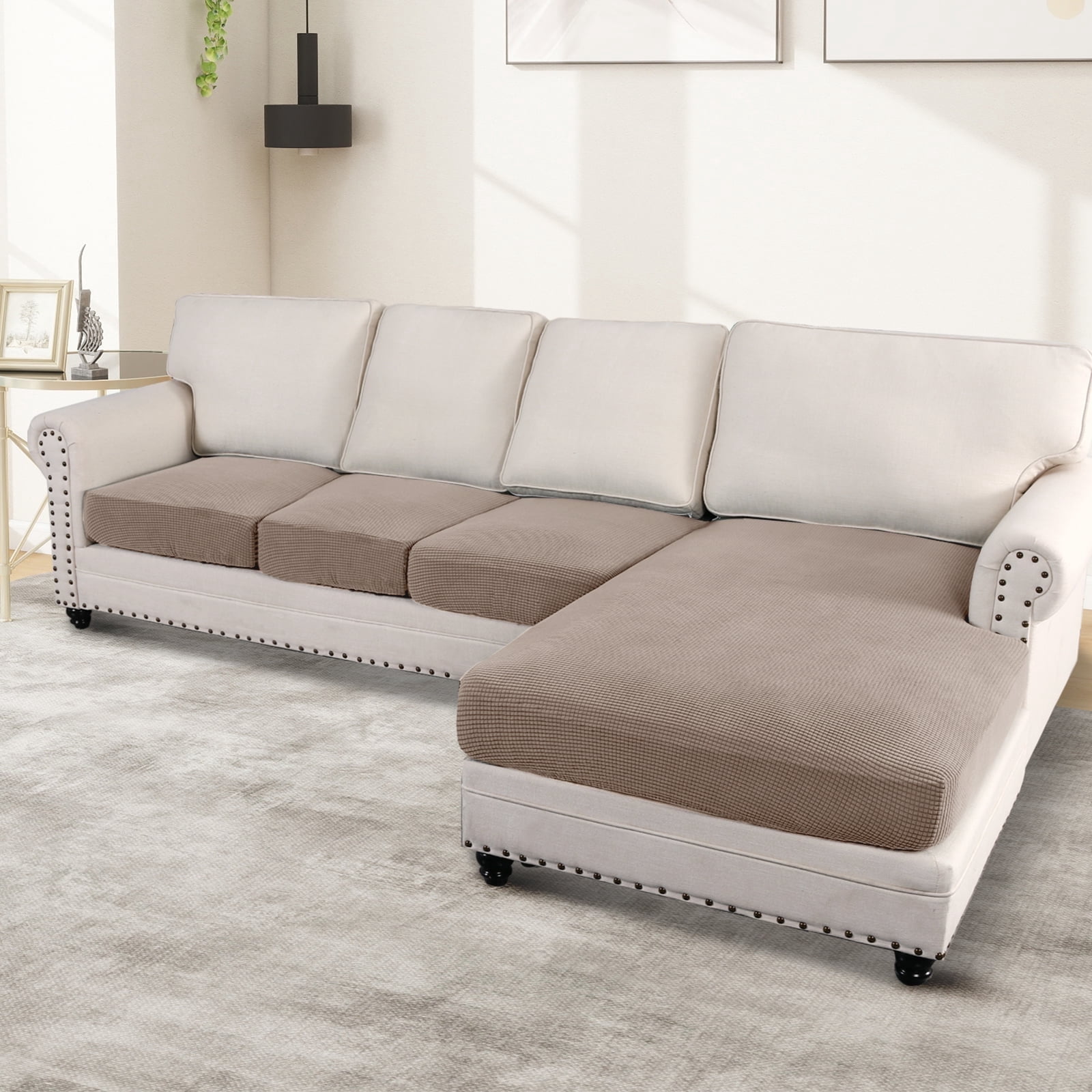 Turquoize Sectional Couch Covers L Shape 4 Pieces Non-Slip Sofa Seat ...