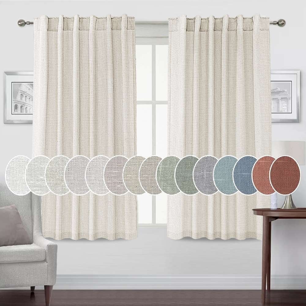 Turquoize Classic Light Filtering Solid Print Back Tab Curtains, 52" x ...