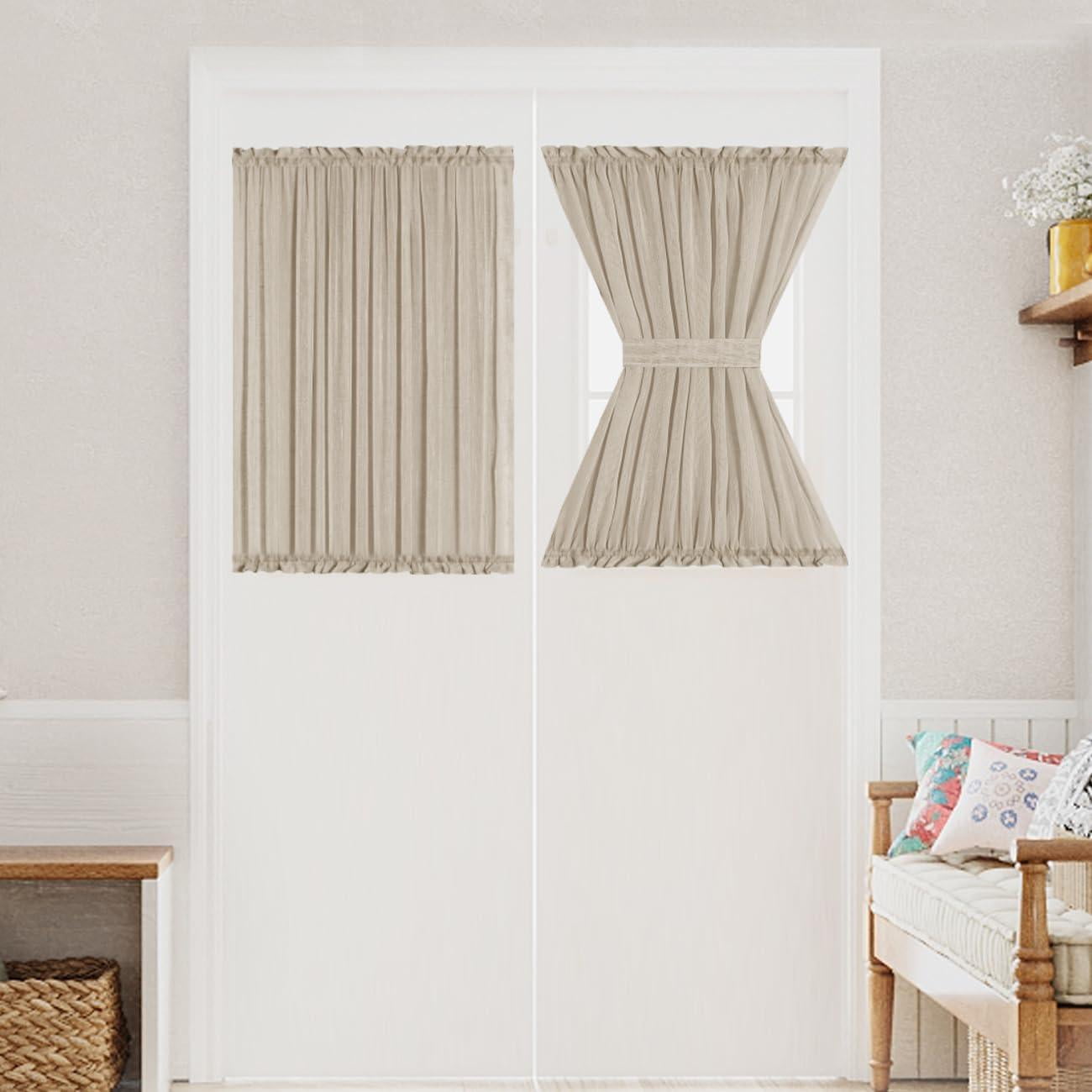 Turquoize Elegant Linen French Door Curtains Light Filtering Curtain ...