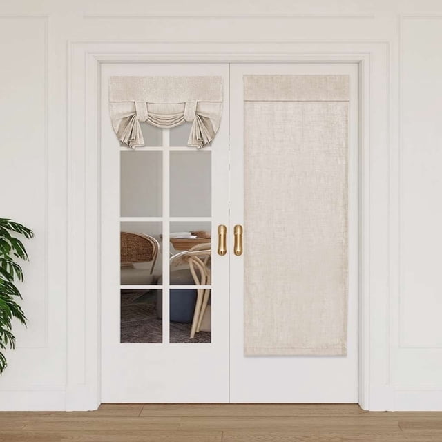 Turquoize Natural Linen Blend Semi Sheer French Door Curtains - Light ...