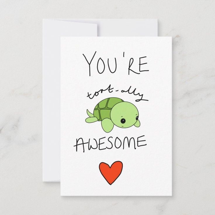 You're Turt-ally Awesome Greeting Card – Cute Illustrated Turtle Design ...