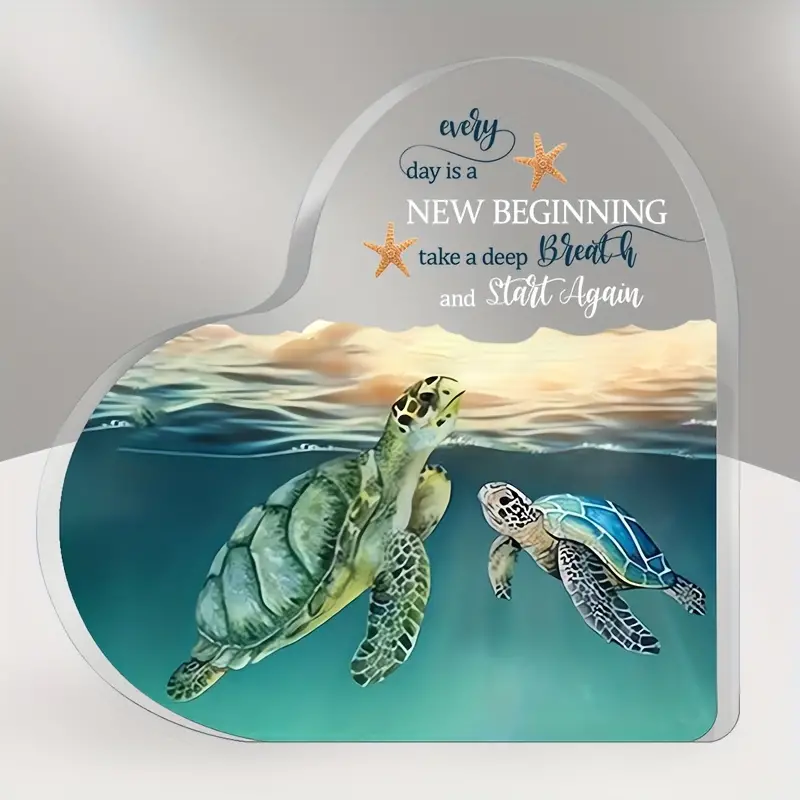 Turtle Acrylic Plaque, Every Day Is A New Start Desktop Plaque ...