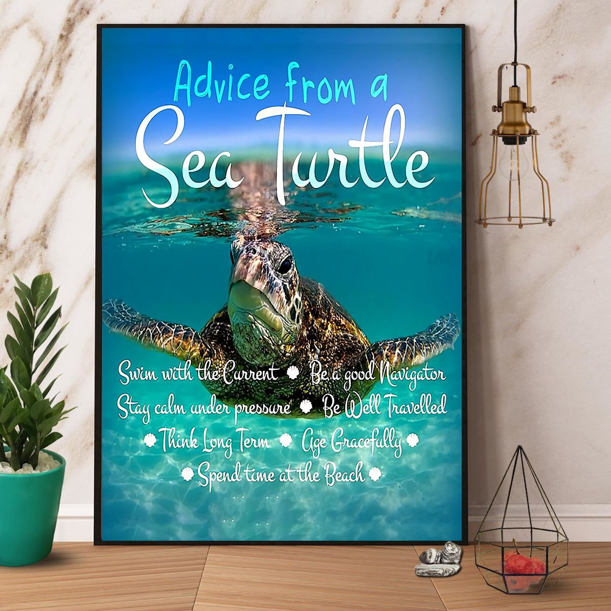 Turtle Advice From A Sea Turtle Satin Poster Wall Art Decor 16 x 24 ...