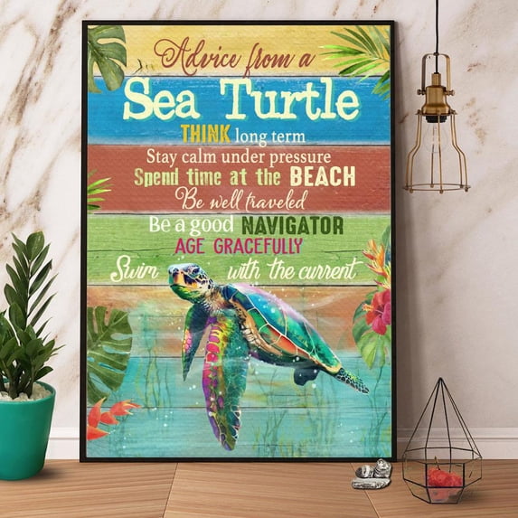 Turtle Advice From A Sea Turtle Think Long Term Paper Poster No Frame ...