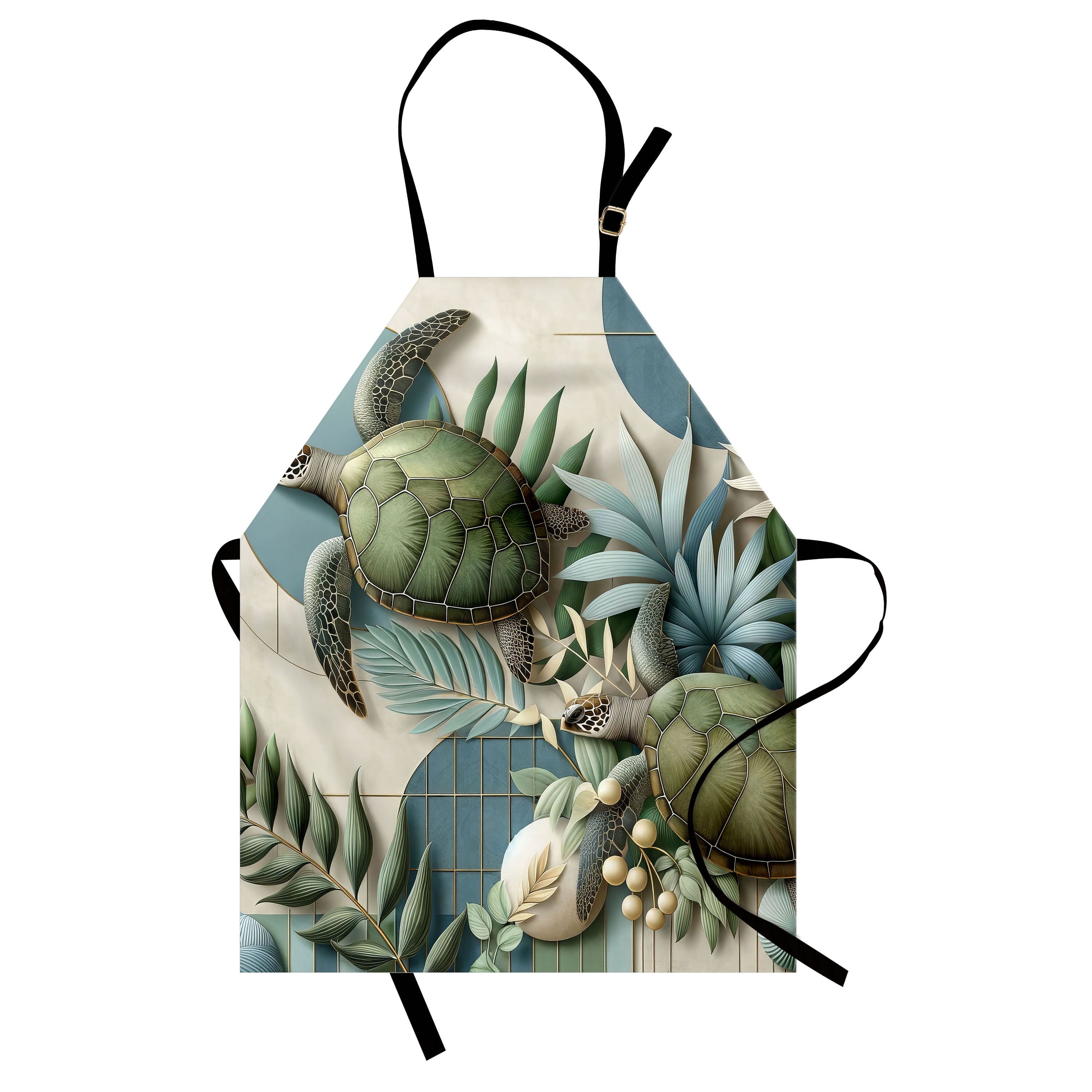 Turtle Apron, Mid Century Modern Abstract Kemp's Ridley Friends in Cold ...