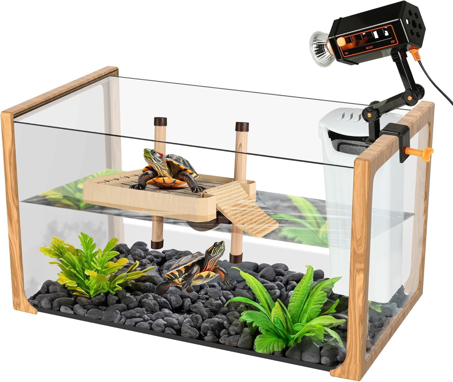 Turtle Aquarium Kit - 2024, Aquatic Terrarium with Filter and Light ...