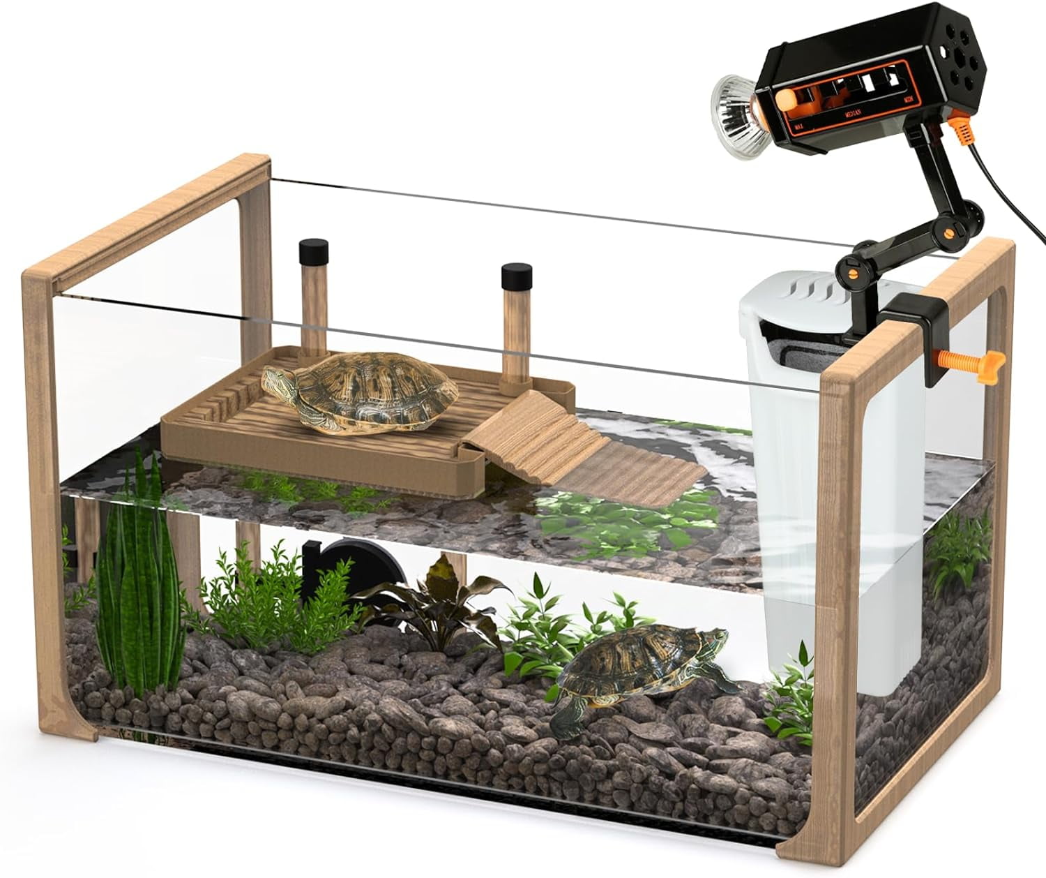 Turtle Aquarium Kit - New - Aquatic Turtle Tank with Filter and Light ...