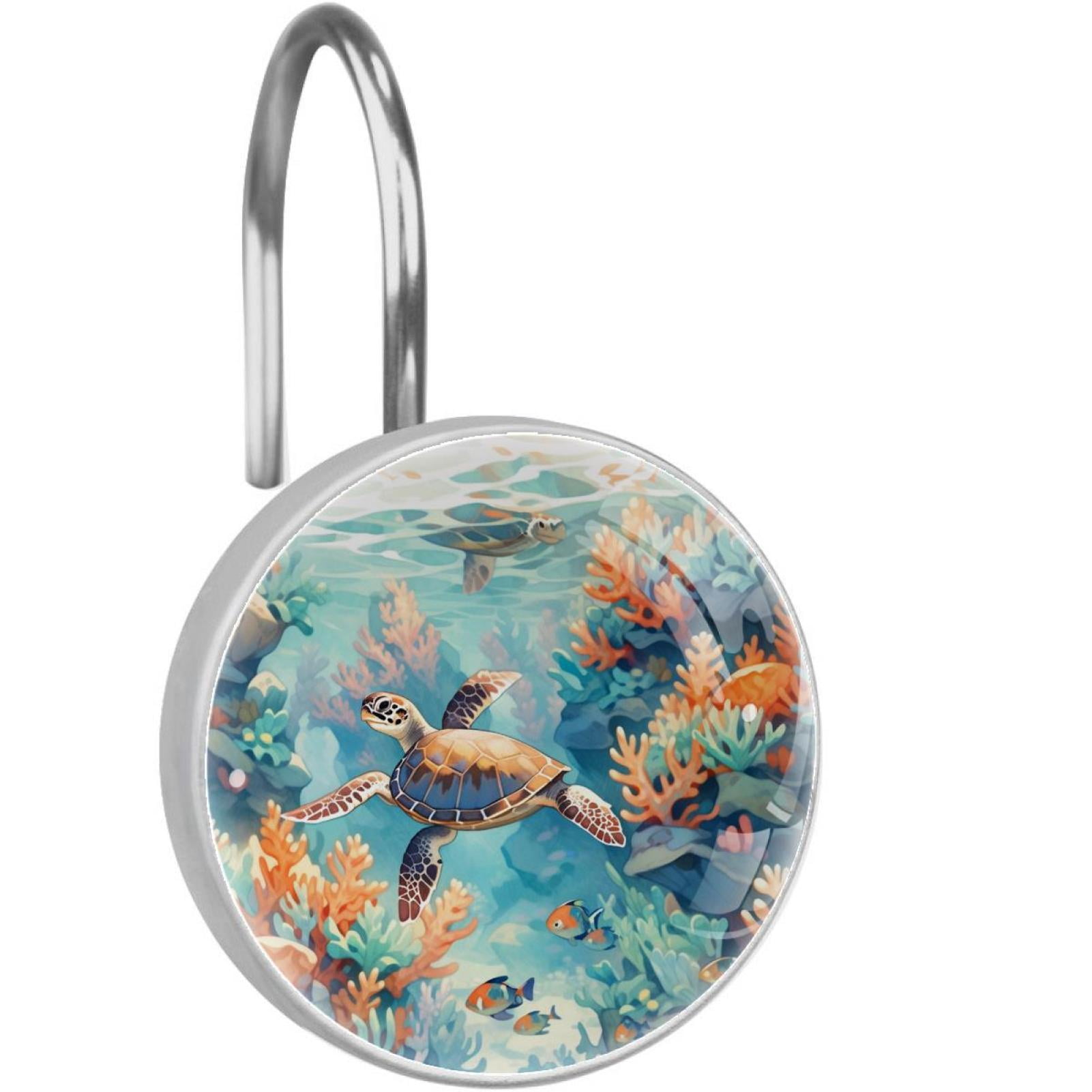 Turtle Art Decorative Shower Curtain Hooks – Resin, Glass, and ...