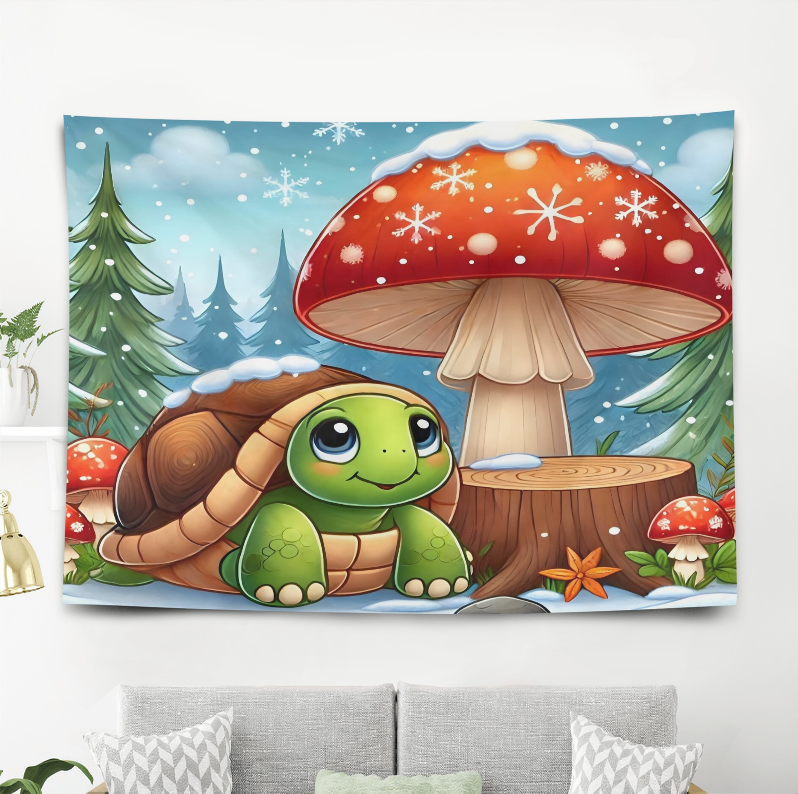 Turtle Baby Pattern Wall Hanging 50*60 Inches High-Quality Peach Skin ...