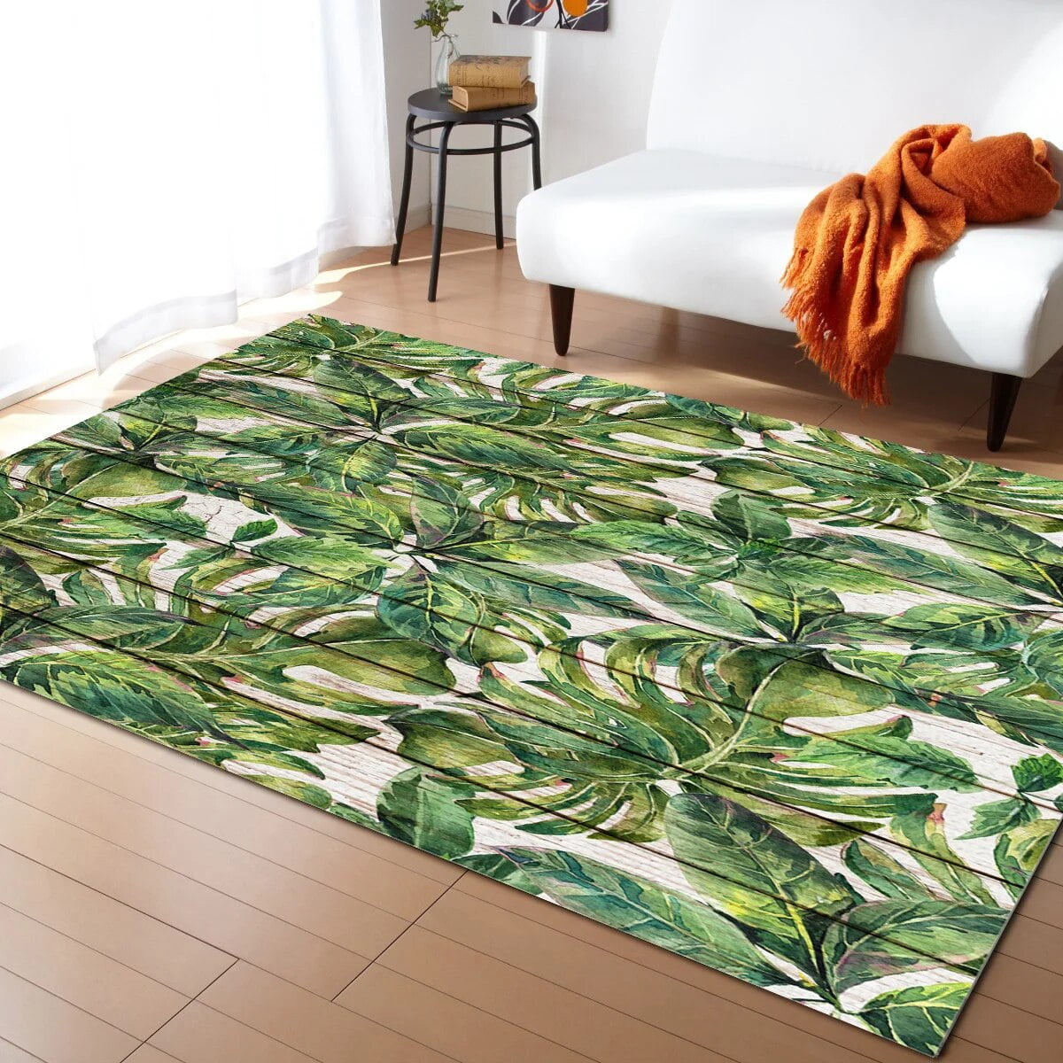 Turtle Backed Tropical Plant Wood Texture Living Room Floor Mat ...