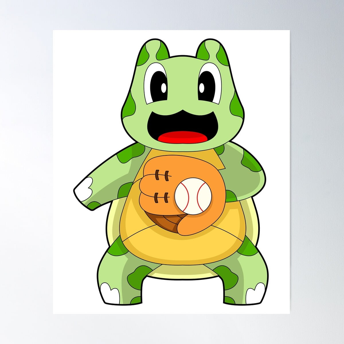 Turtle Baseball Baseball Bat Poster Wall Art, Modern Wall Decor For ...