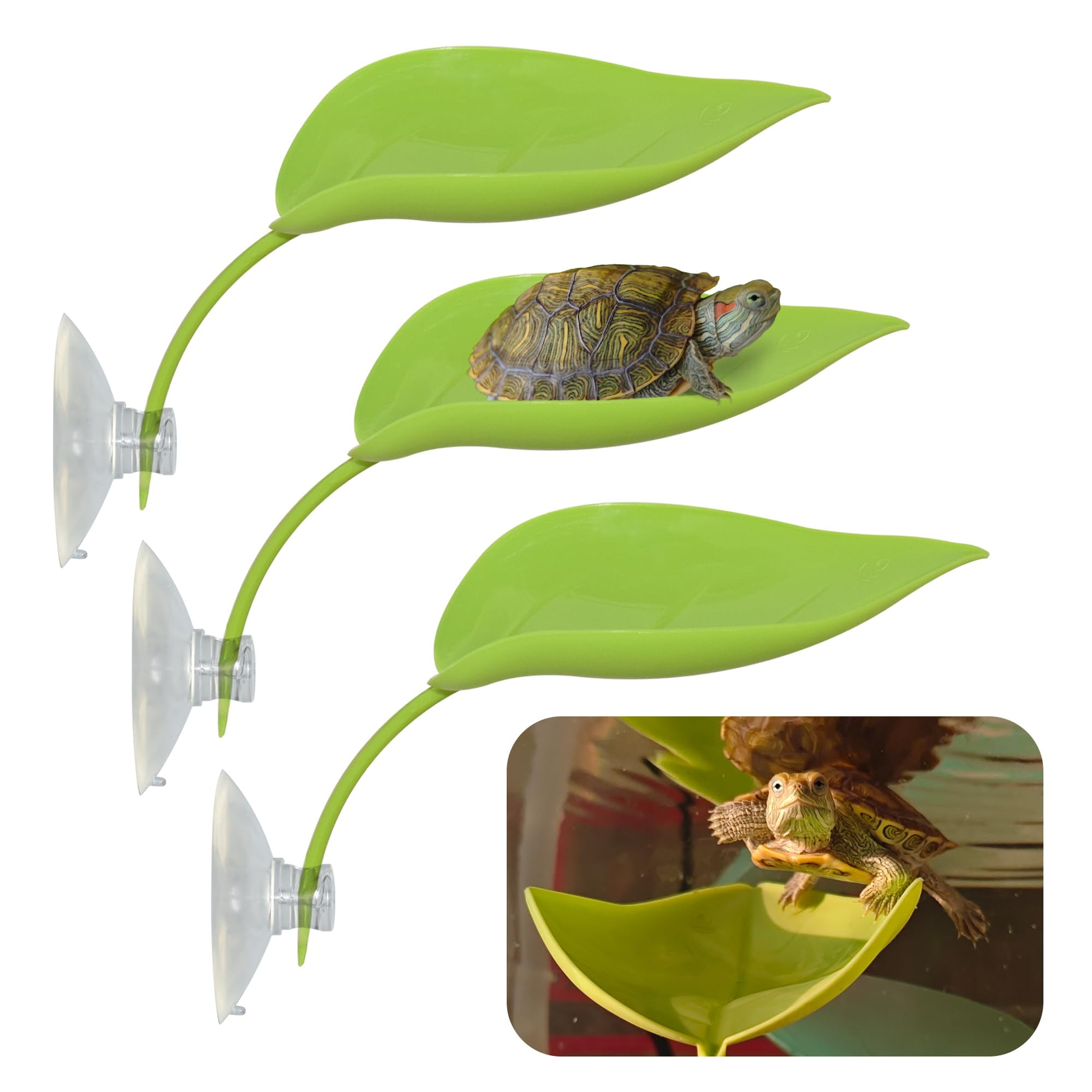 Turtle Basking Platform, 3PCS Tree Frog Tank Accessories, Leaf Shape ...