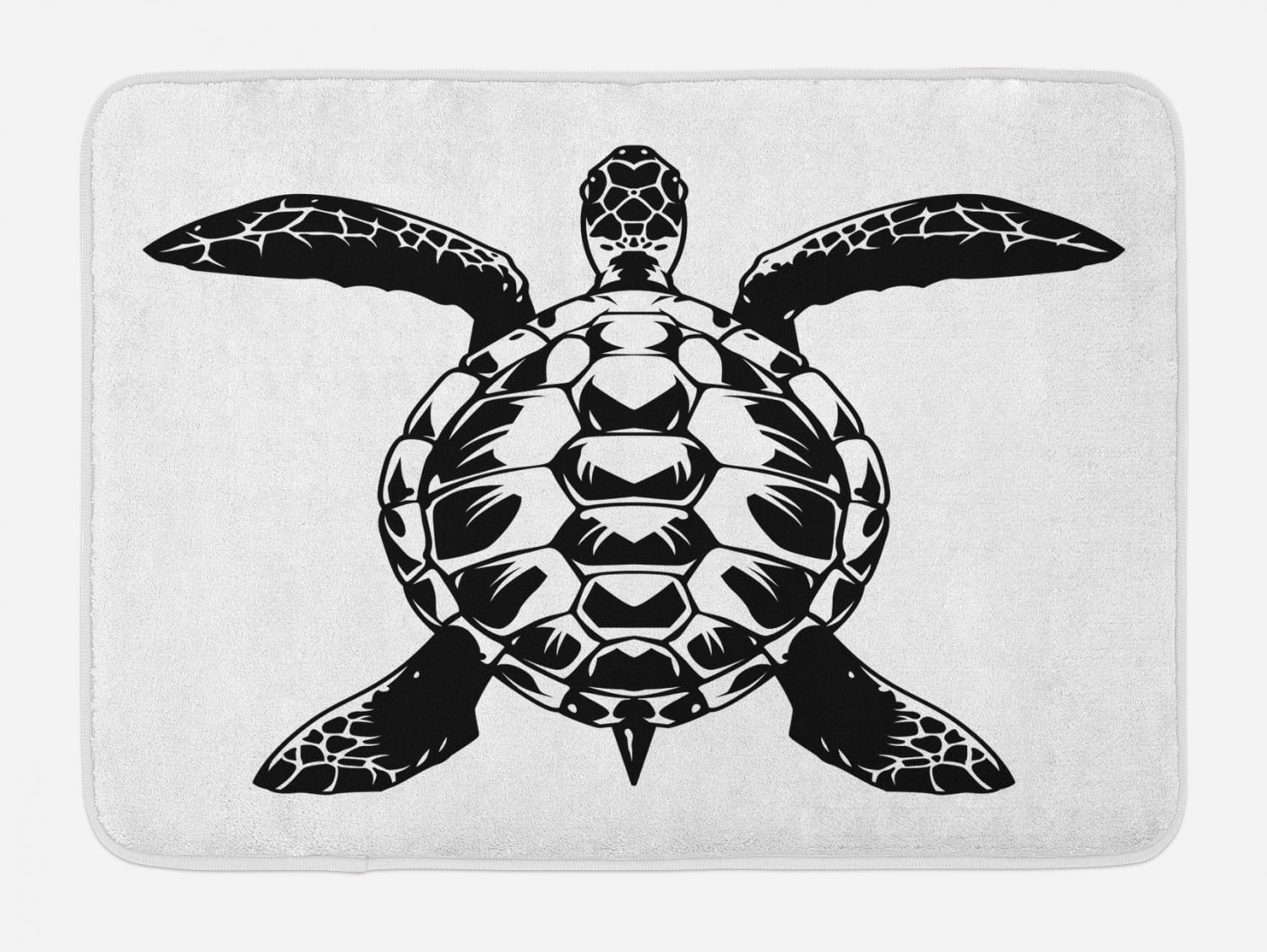 Turtle Bath Mat, Detailed Single Top View Silhouette in Monochromatic ...