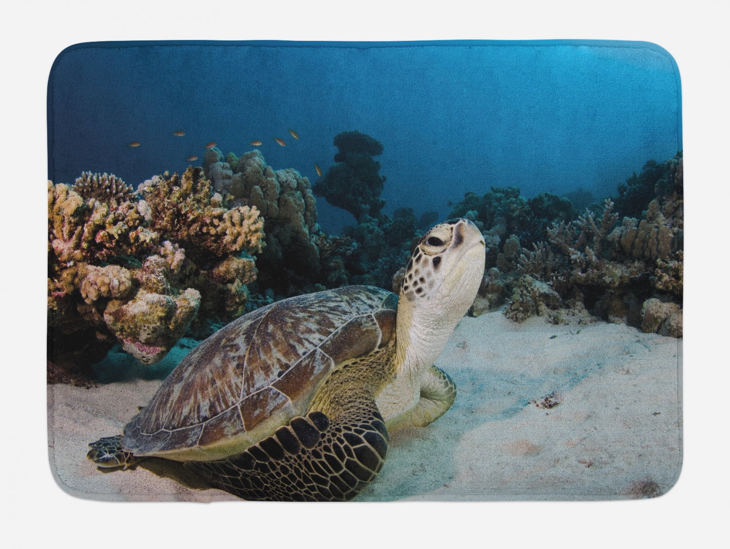 Turtle Bath Mat, Underwater Sea Animal on Coral Reef in Red Sea Egypt ...