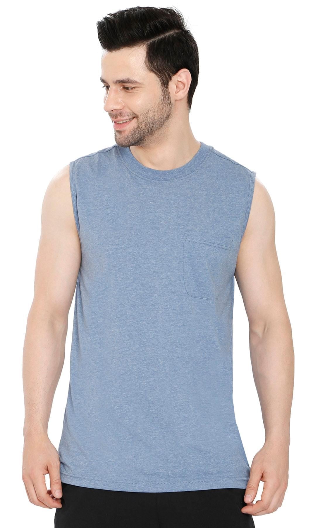Turtle Bay New York Mens Sleeveless T-Shirt with Pocket - A No Cling ...