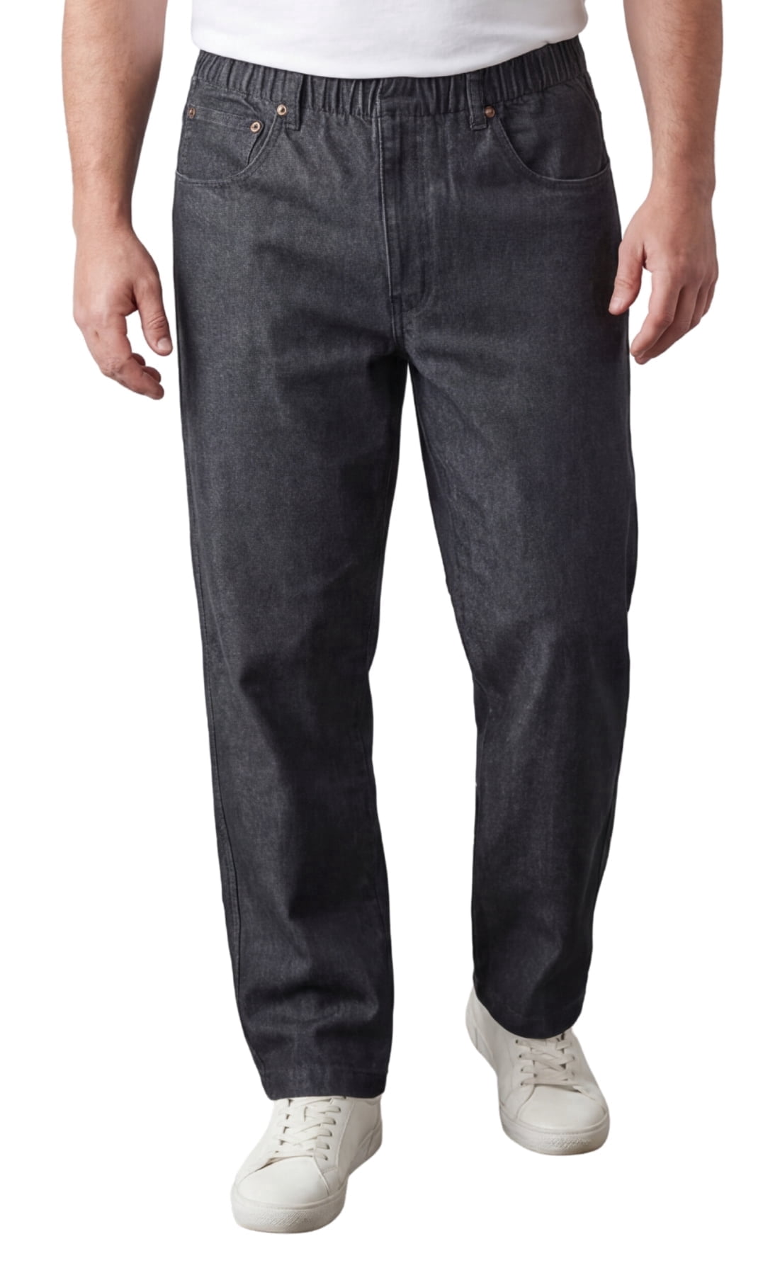 Turtle Bay Men's Straight Fit Elastic Waist Denim & Twill Pull-On Jeans ...