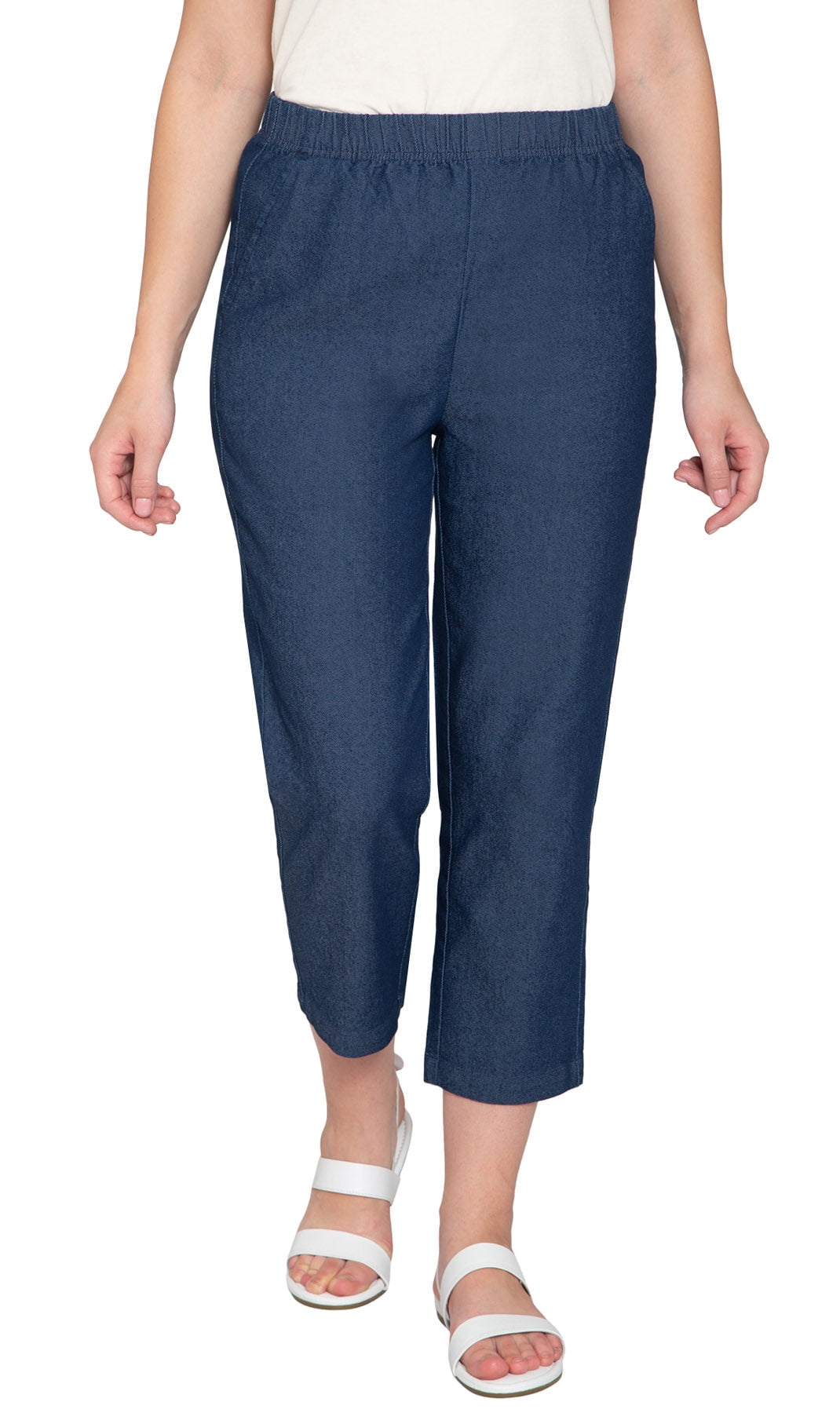Turtle Bay Women's Lightweight Stretch Denim Capris with Elastic Waist ...
