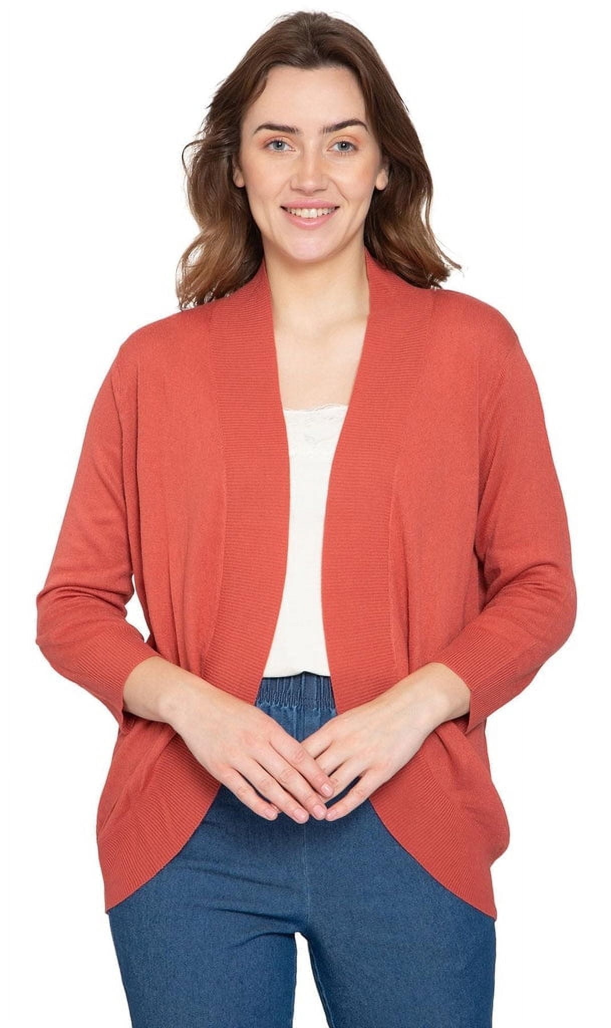 Turtle Bay New York Women's Curved Hem Cardigan with open front in Soft ...
