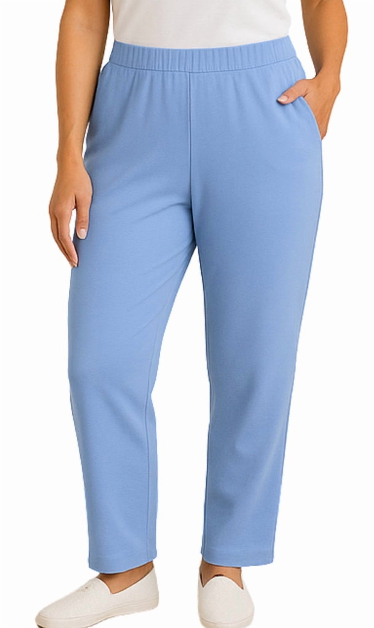 Turtle Bay New York Women's Plus Size Knit Pull on Pants - Cotton Blend ...