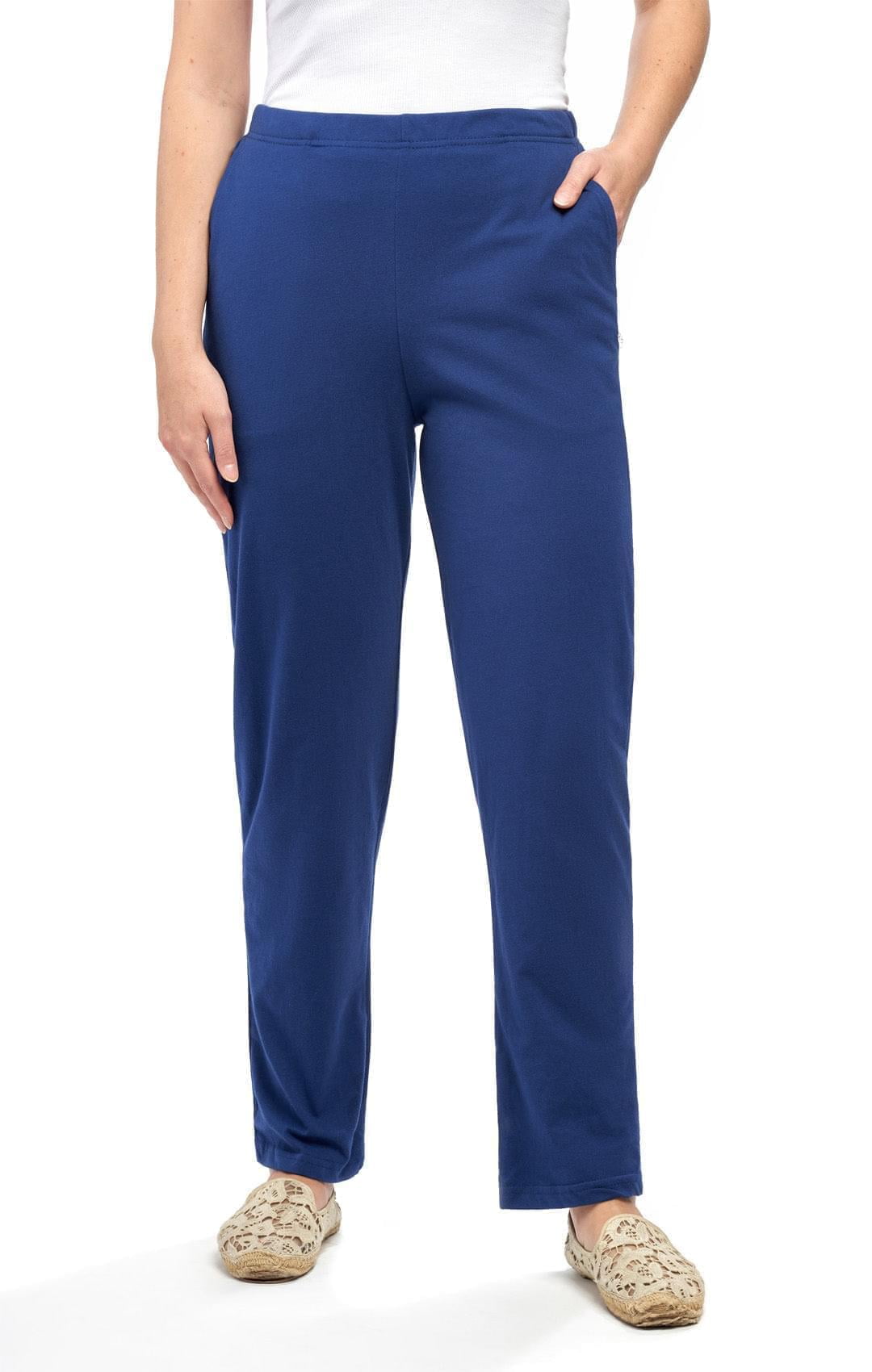 Turtle Bay New York Women's Knit Pull on Pants - Cotton Blend with Flat ...