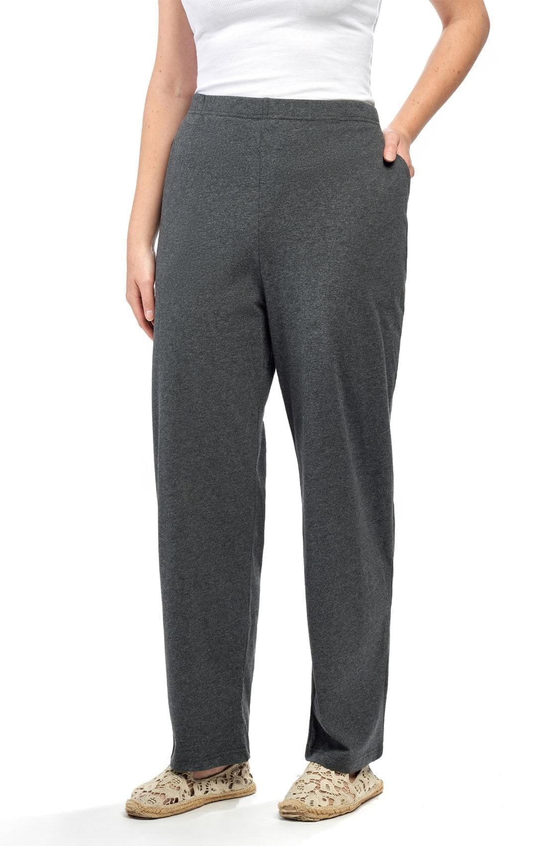 Turtle Bay New York Women's Knit Pull on Pants - Cotton Blend with Flat ...