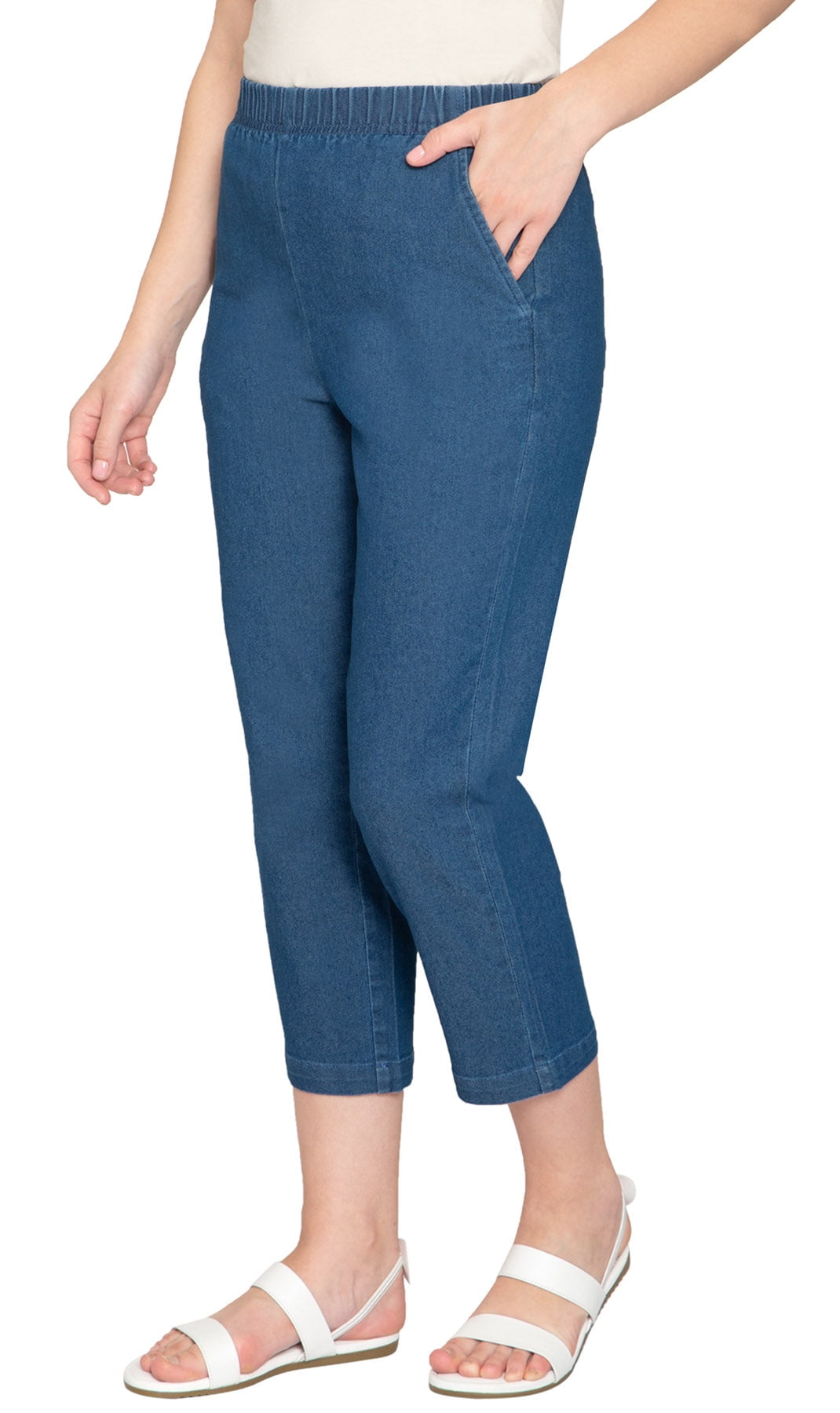 Turtle Bay New York Women's Stretch Denim Capris - Lightweight Stretch Fabric for Cool Comfort ...