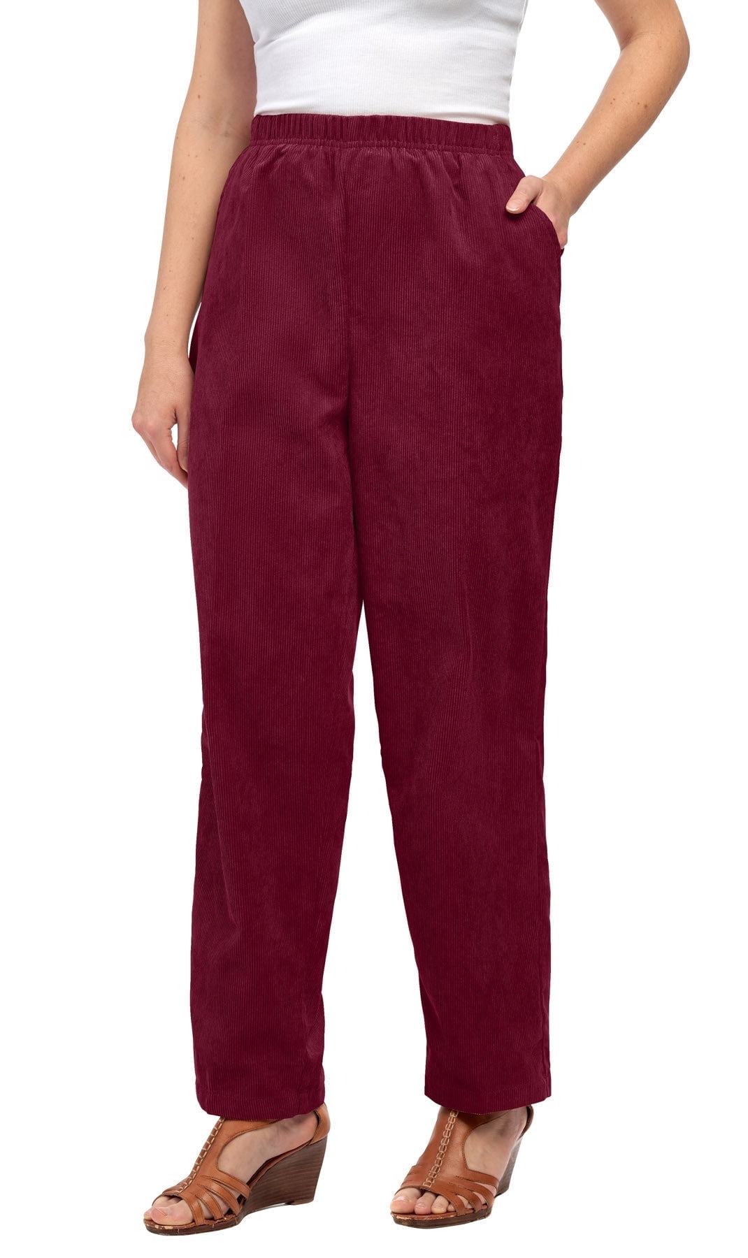 Turtle Bay New York Womens Pull On Fine Wale Corduroy Pants with ...