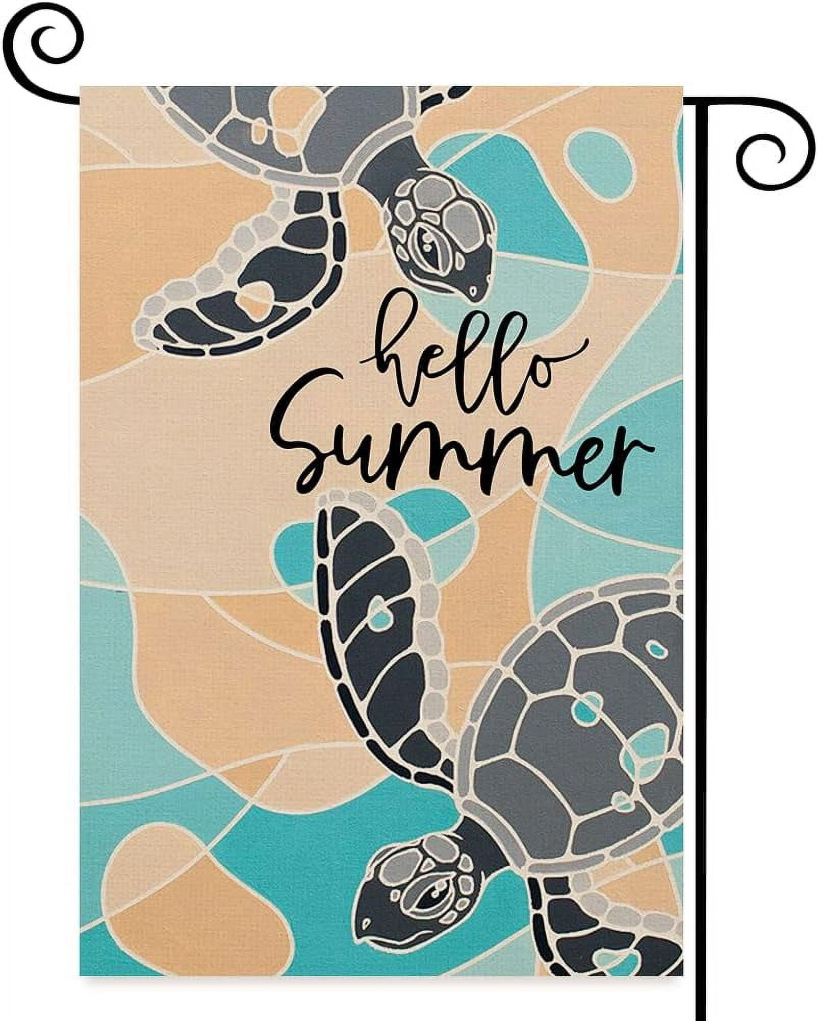 Turtle Beach Garden Flag Double Sided, Best Choice Hello Summer ...