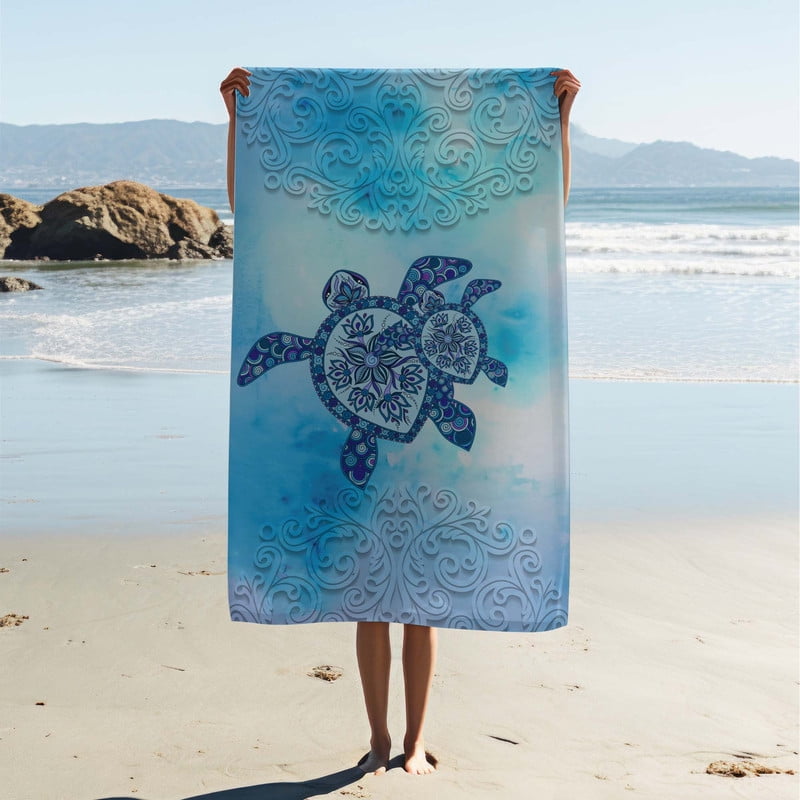 Turtle Beach Towel,Sea Turtle Blue Wave,Large Soft Sand Proof Beach ...