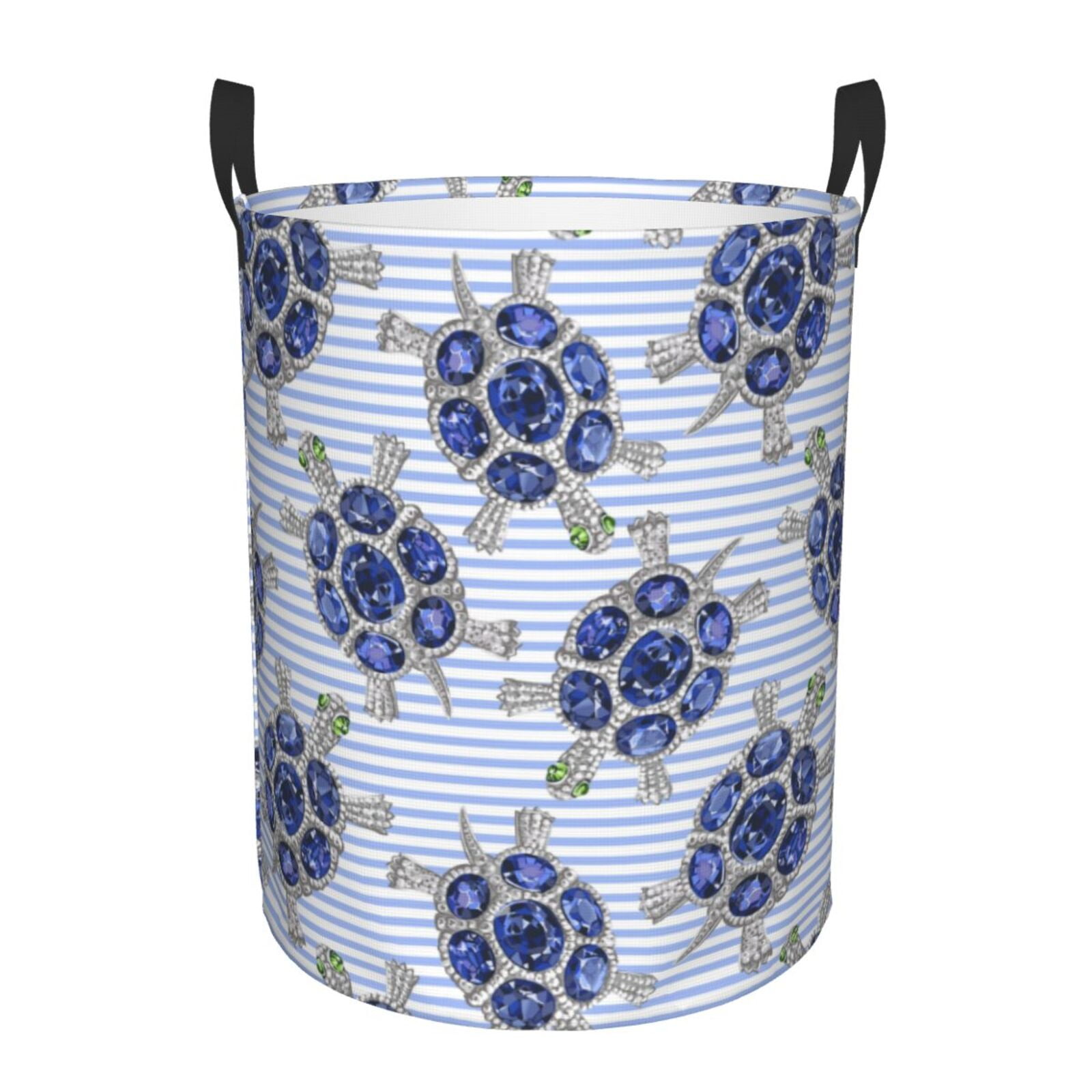 Turtle with Blue Stones Laundry Basket, Laundry Hamper Waterproof ...