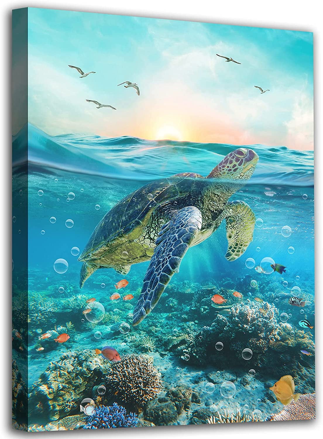 Turtle Canvas Wall Art Blue Ocean World Canvas Pictures Sea Animals ...