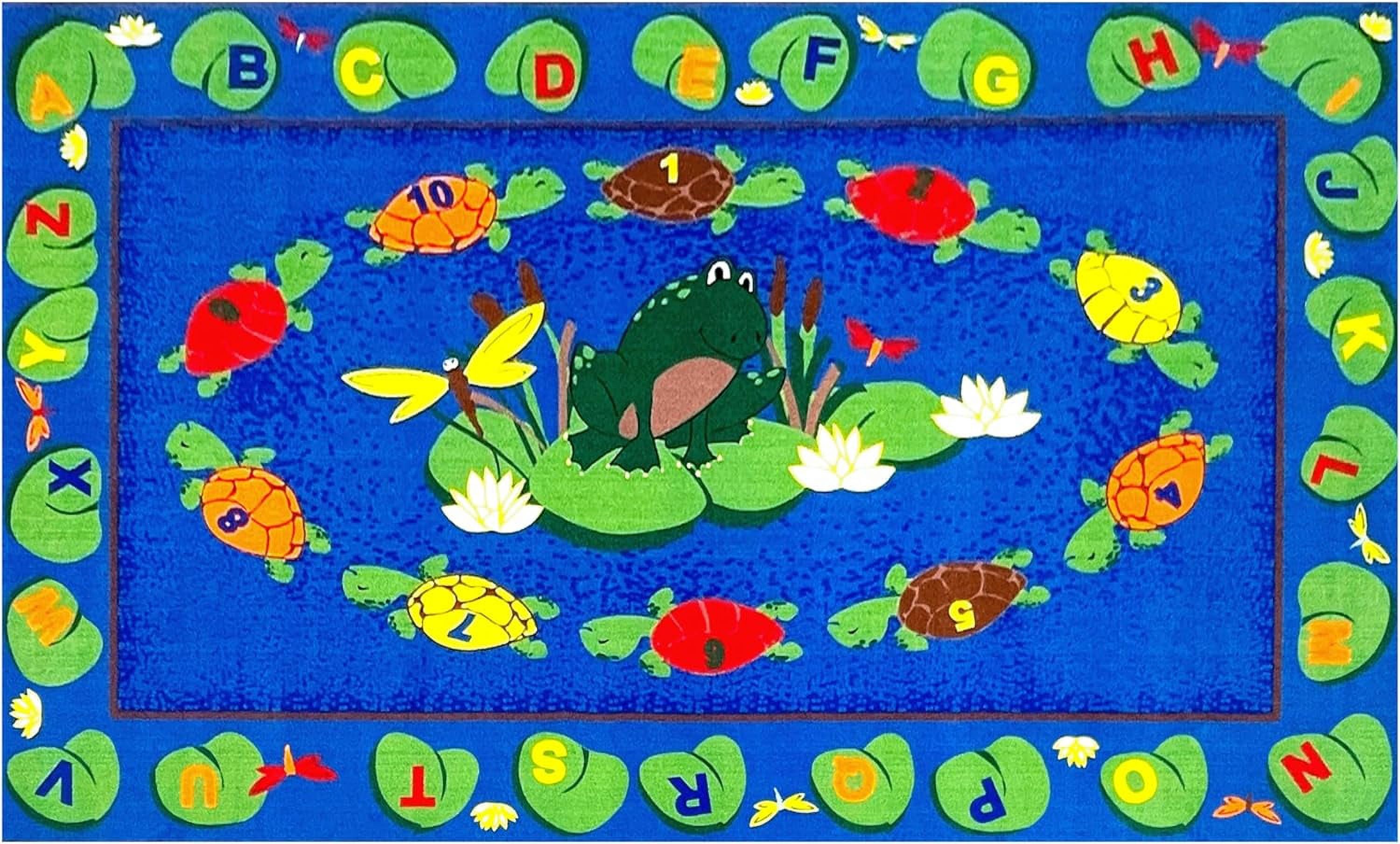 Turtle Circle Time Preschool Rug, 6' x 8'6" Rectangle, ABC Alphabet ...