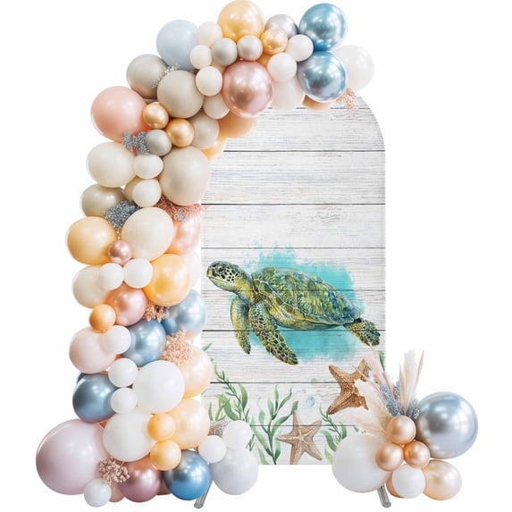 Turtle Coastal Wedding Arch Backdrop Cover 4FT ,Spandex Fitted Ocean ...