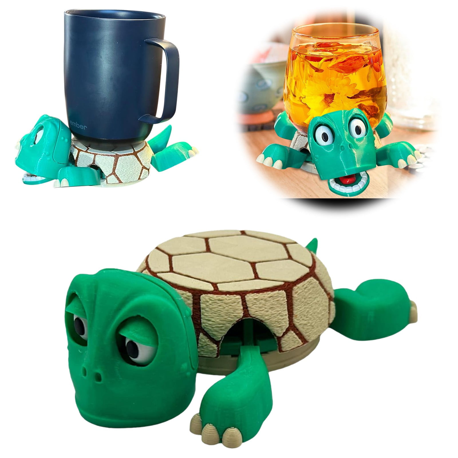 Turtle Coaster with Funny Expression when you put a Glass on His Back ...
